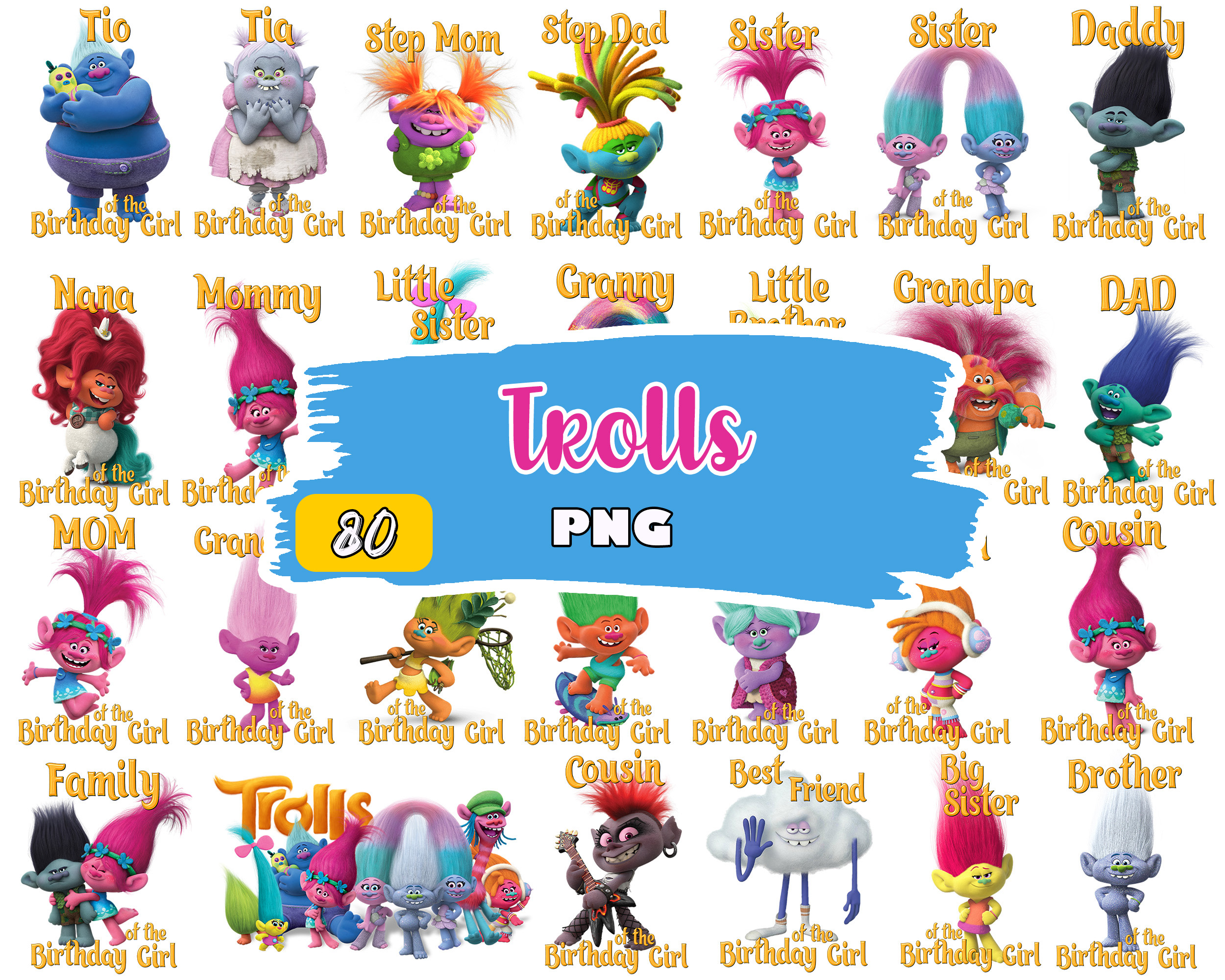 Trolls World Tour, Trolls Birthday, Png Clip Art Files, Trol | Inspire ...
