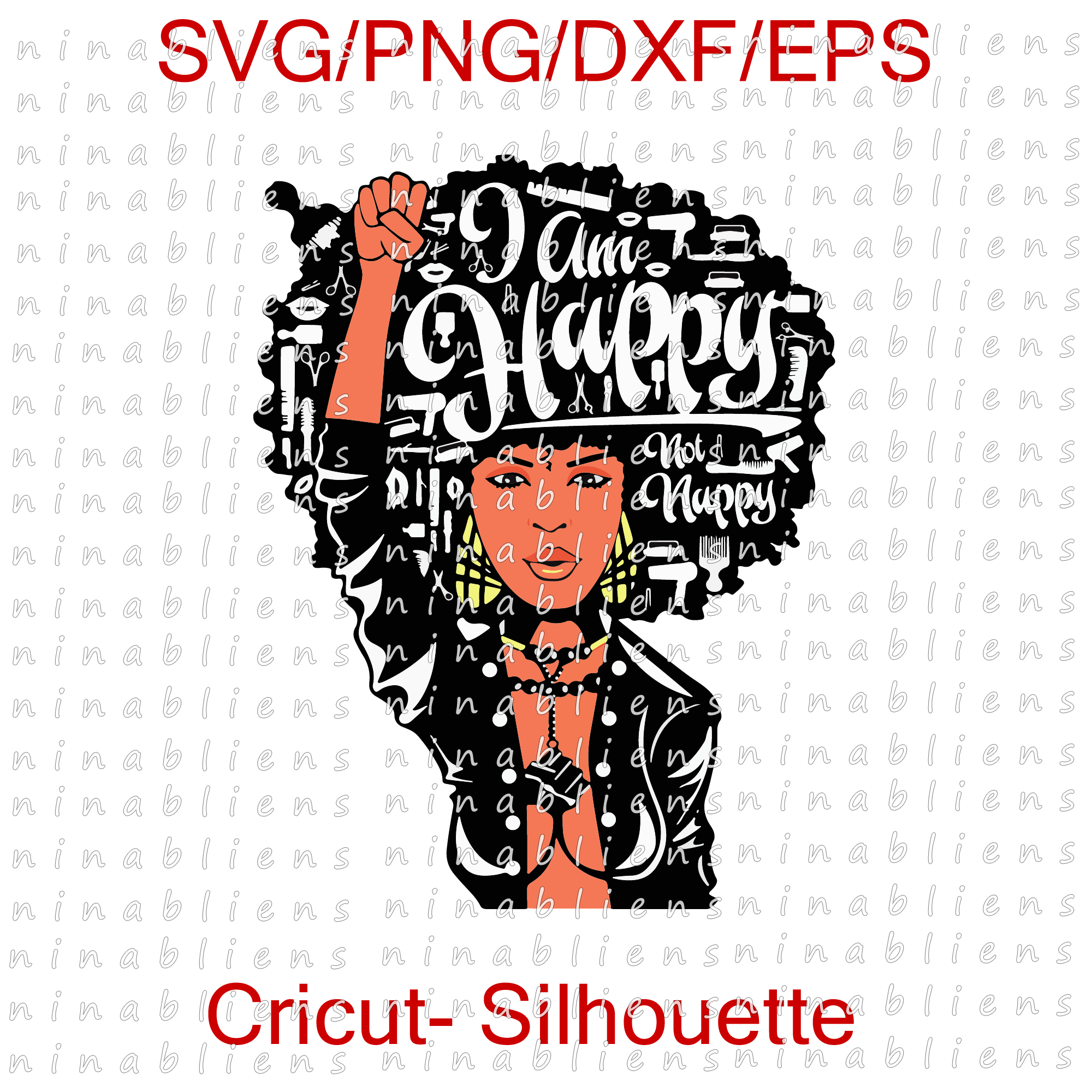 Black Women I Am Happy Afro Woman SVG, Afro queen SVG, melan - Inspire ...