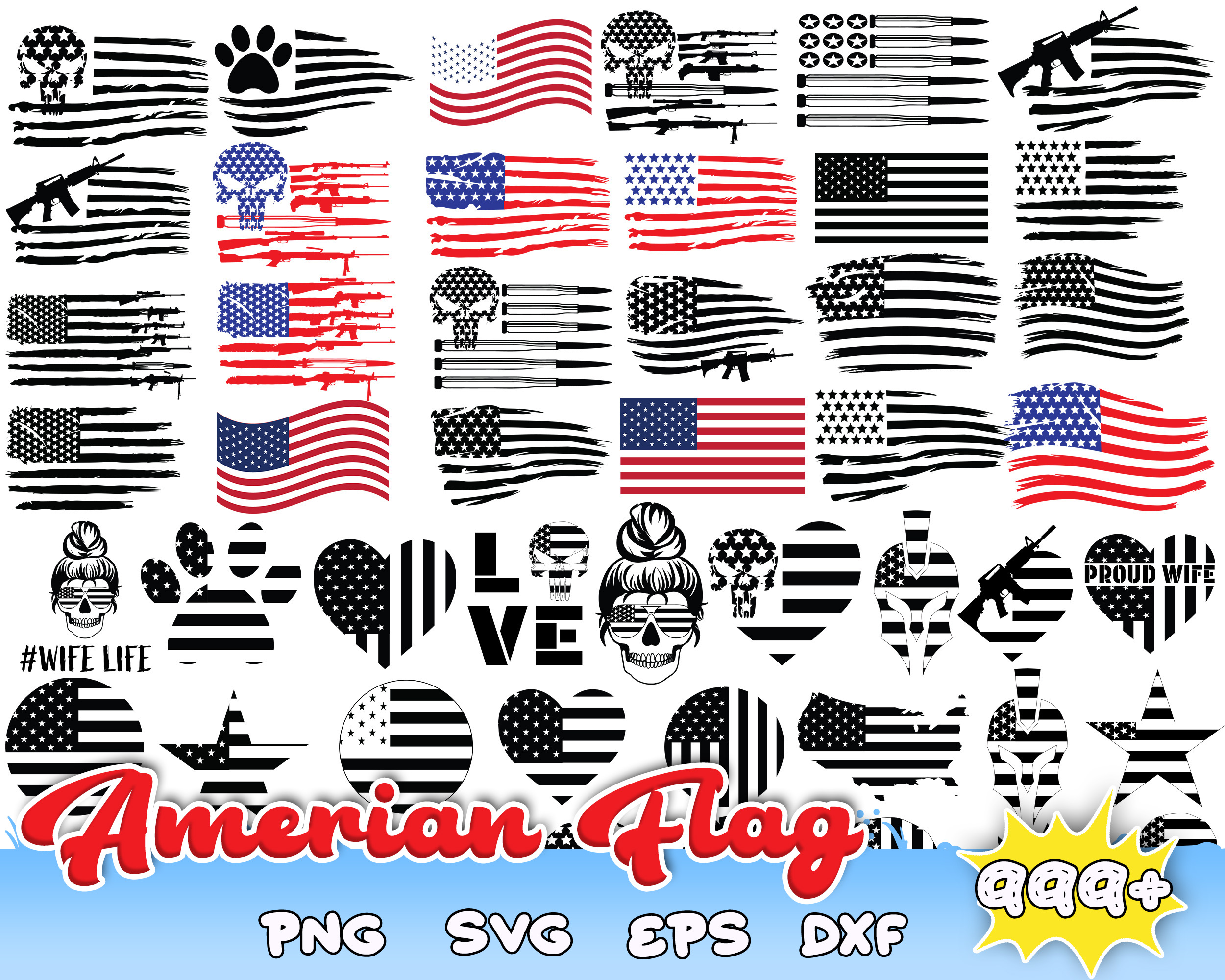 American Flag Svg For Cricut and Silhouette, USA Flag Cut Fi | Inspire ...