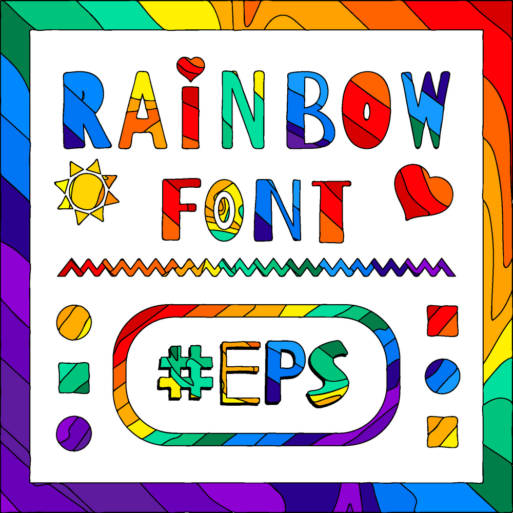 Rainbow font. Bright multicolor doodle style. EPS file. Down | Inspire ...