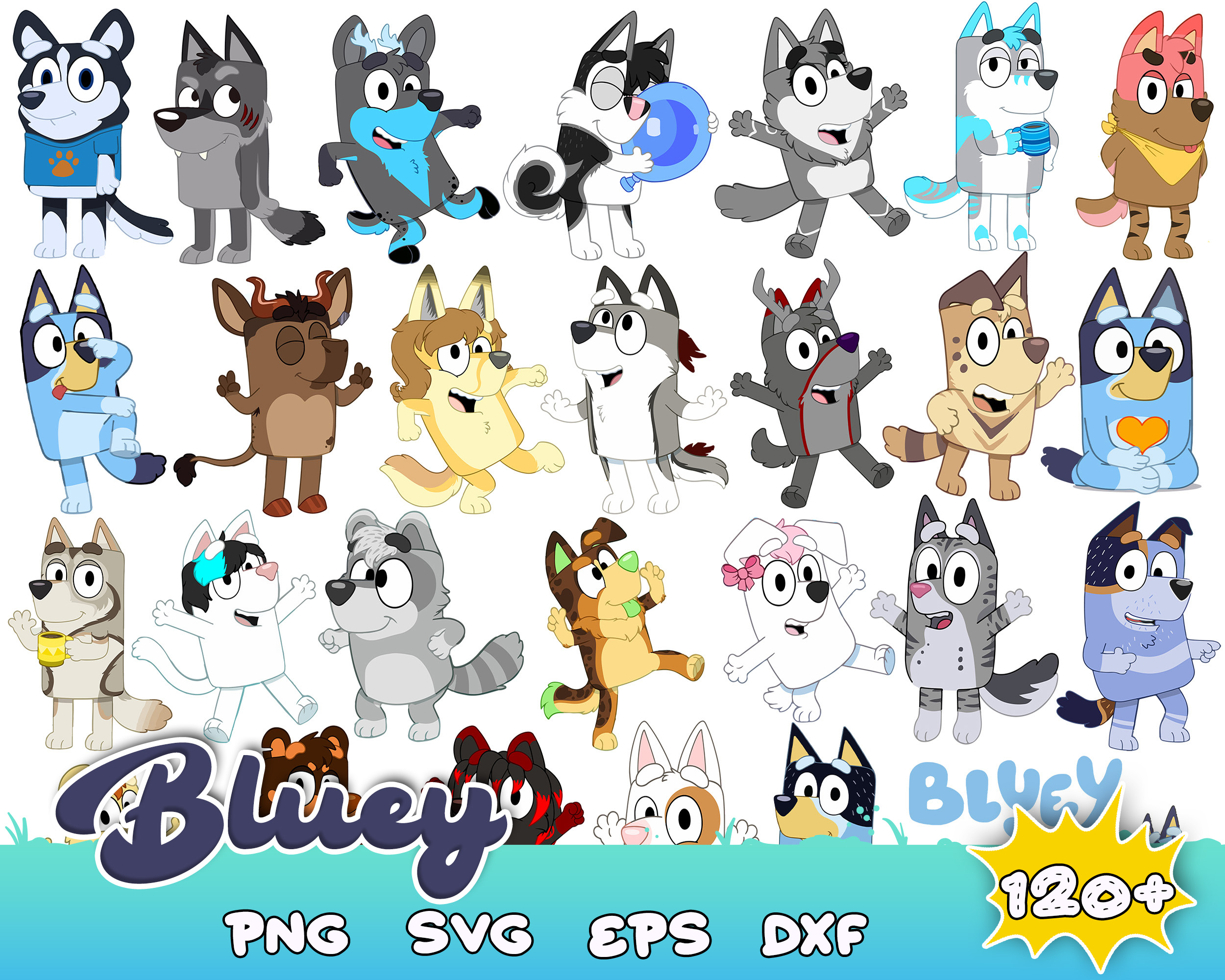 Bluey Bundle Svg, Cartoon Bundle Svg, Bluey Characters Svg, - Inspire ...