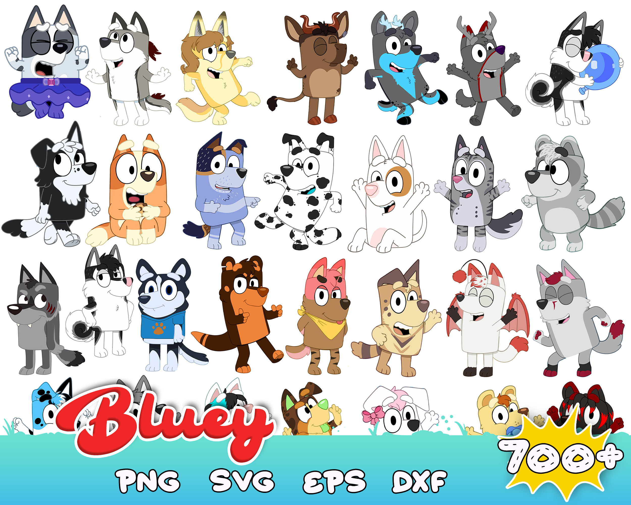 Bluey Heeler Clipart Bundle, Bluey Svg, Bluey Dog Vector, Bl | Inspire ...