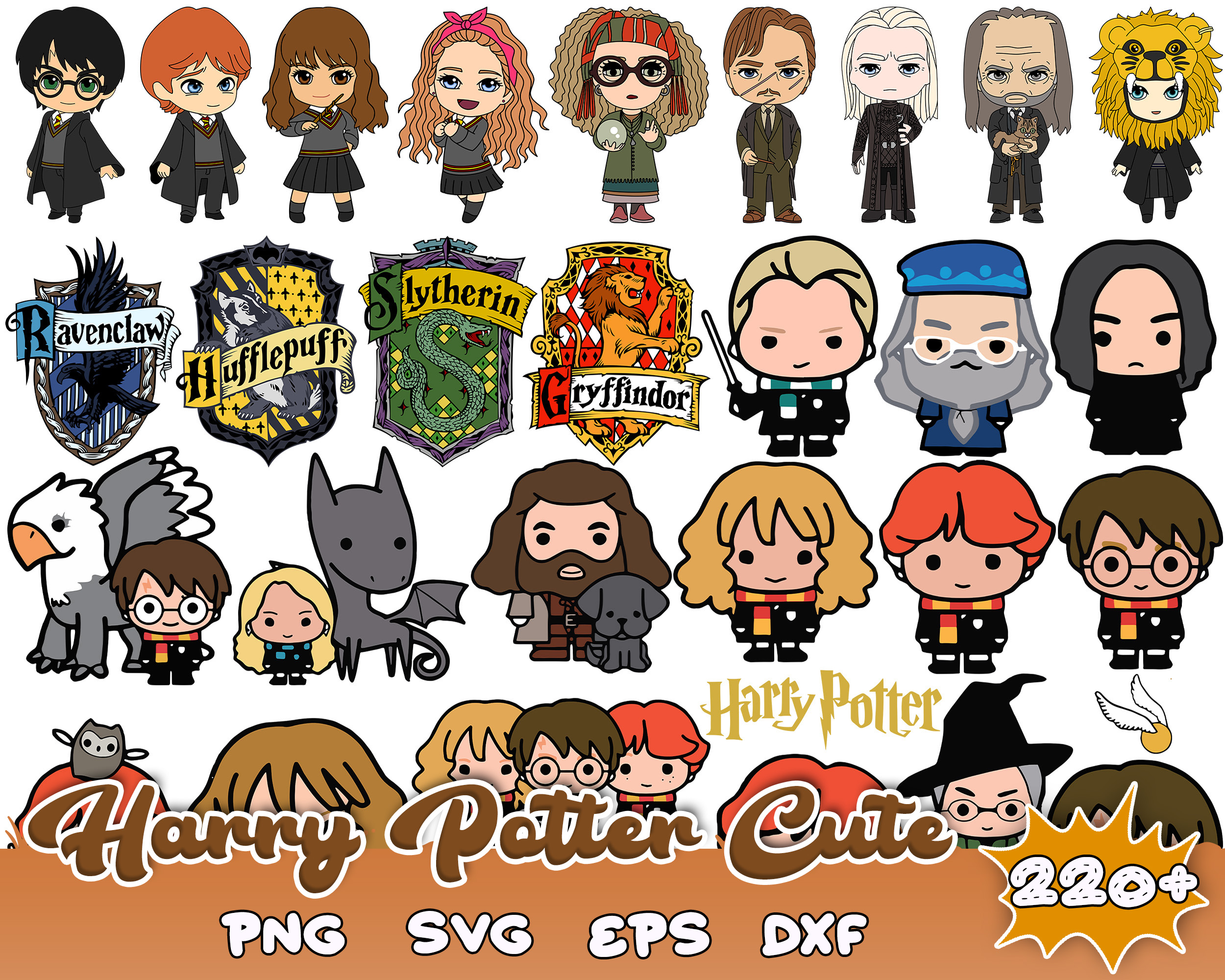 220 Harry Potter Cute Bundle Svg, Harry Potter Clipart, Harr | Inspire ...