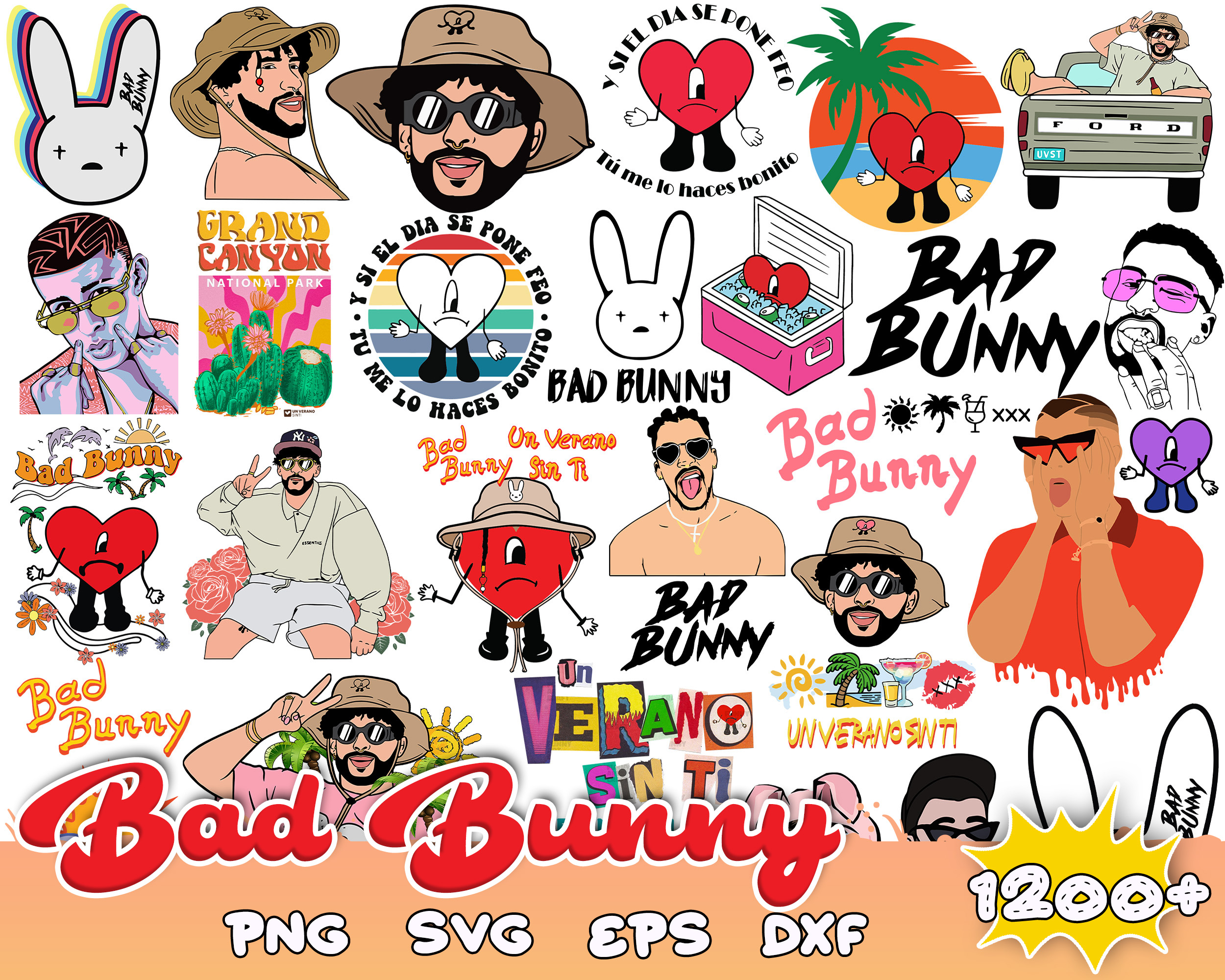 Bad bunny 1200 svg, Un Verano Sin ti Sad Heart SVG, PNG, bad | Inspire ...