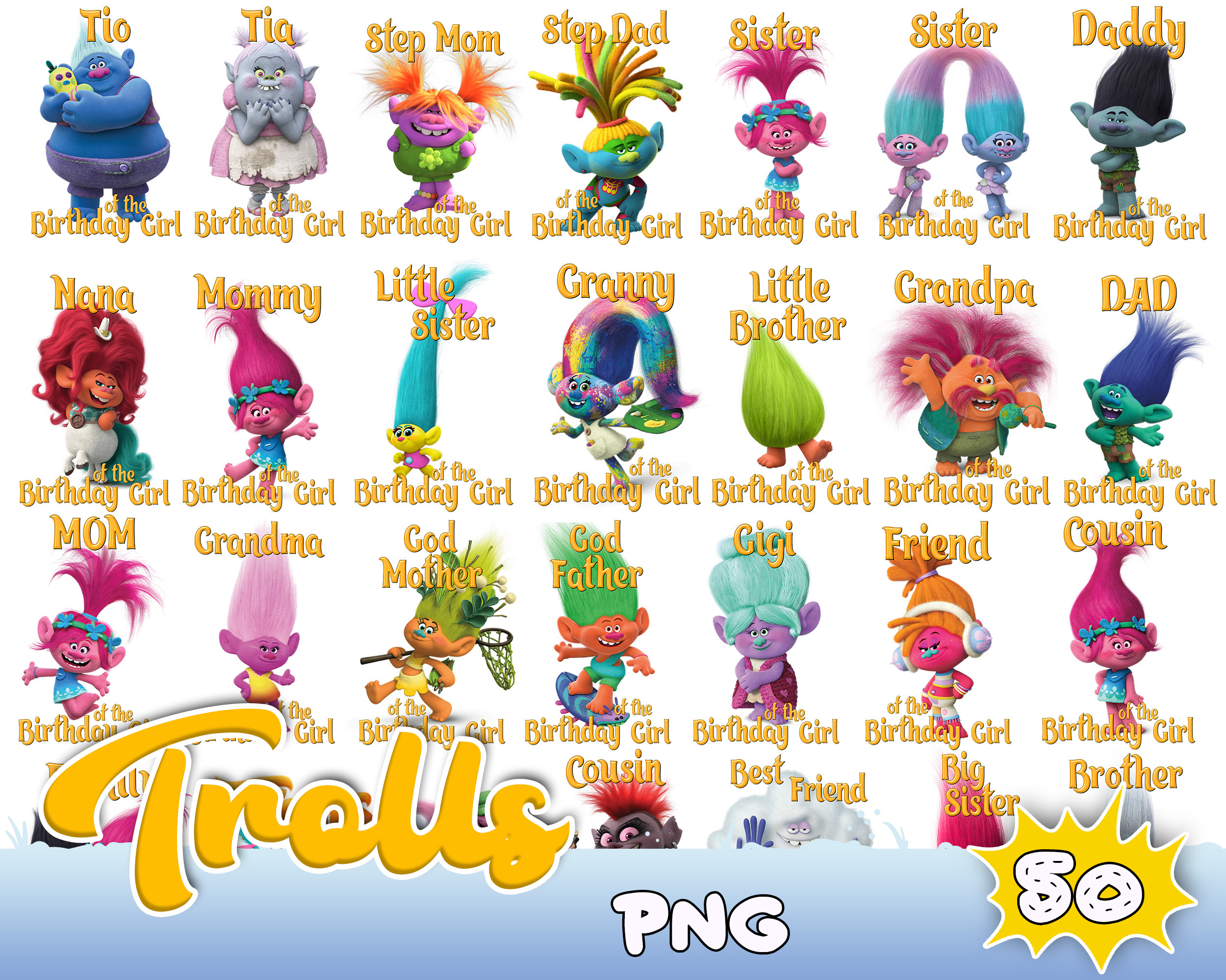Trolls PNG Clipart, Trolls Printable Images Instant Download - Inspire ...
