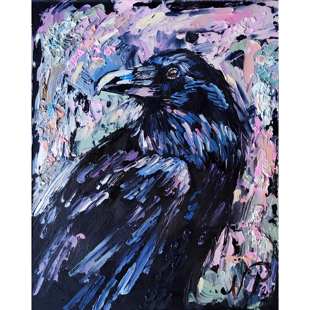 Raven Painting Bird original art 10 by 8 inches Black Crow W | Inspire ...