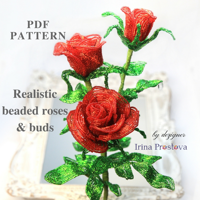 French Beaded Flowers pattern | Beaded Rose | Seed bead patt | Inspire ...
