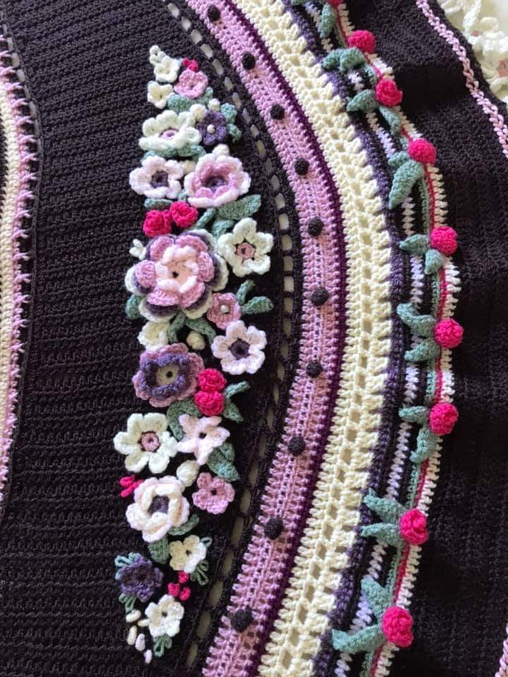 Elegant Knitted Flower Pattern Scarf, Handmade | Inspire Uplift