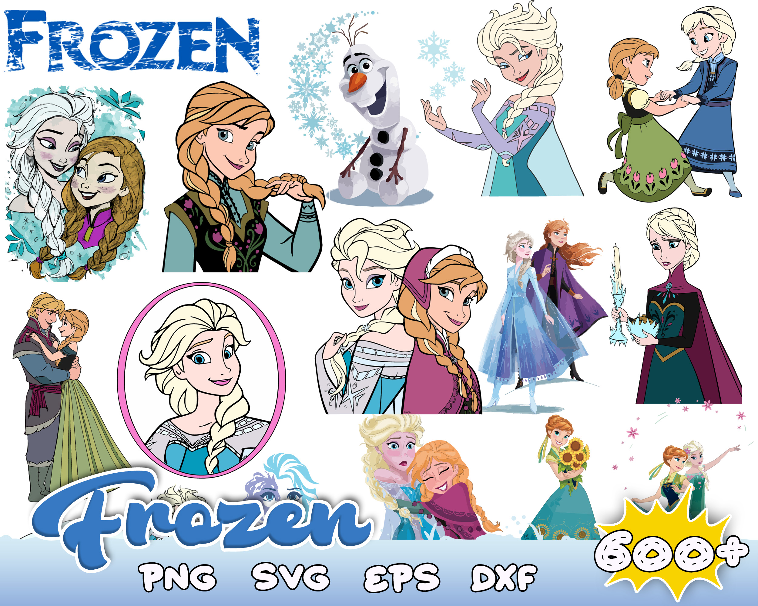Frozen Mega Bundle Svg, Elsa Svg, Anna Svg, Olaf Svg, Disney | Inspire ...