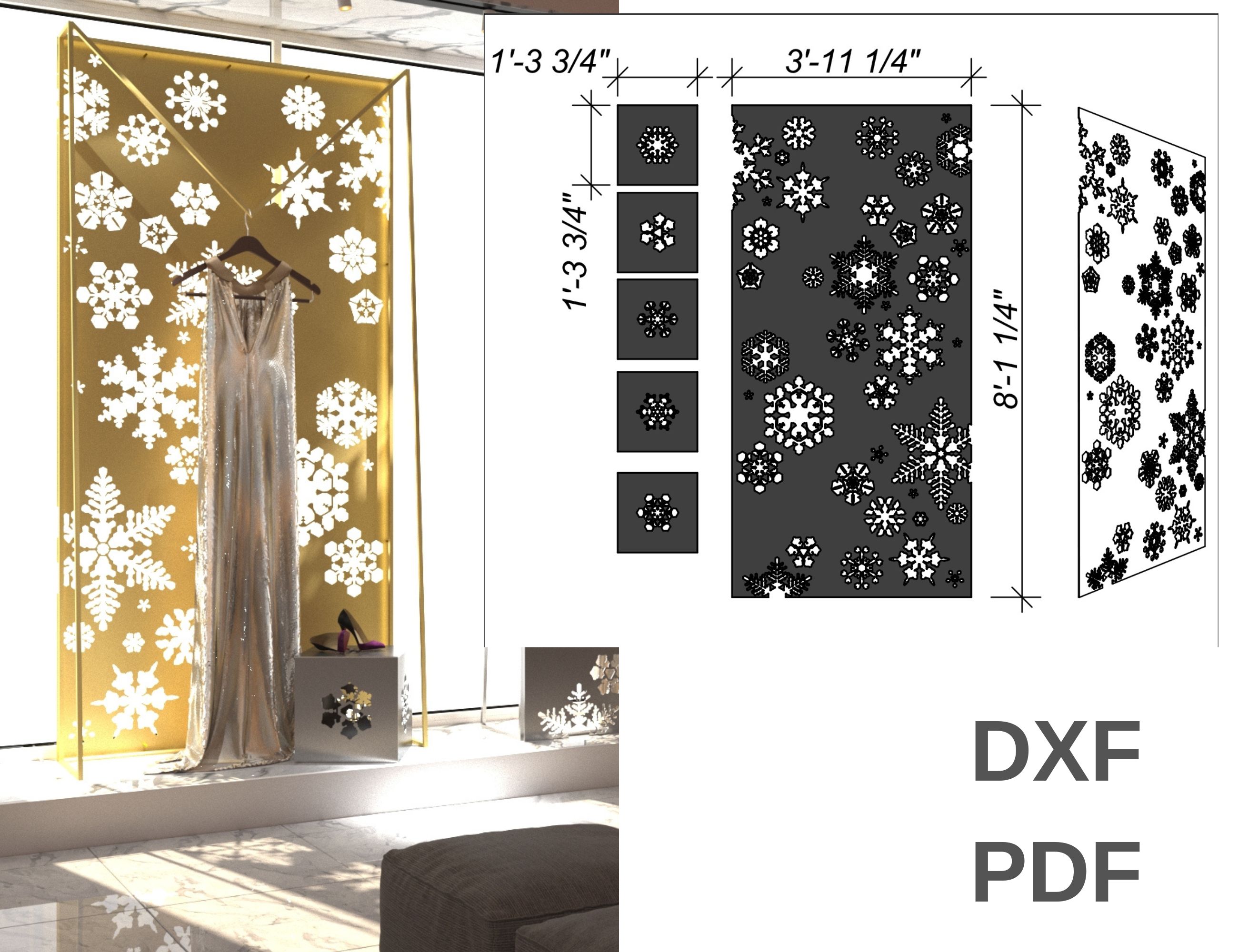 Snow panel Laser cut file - DXF pdf for CNC -Digital downloa - Inspire ...