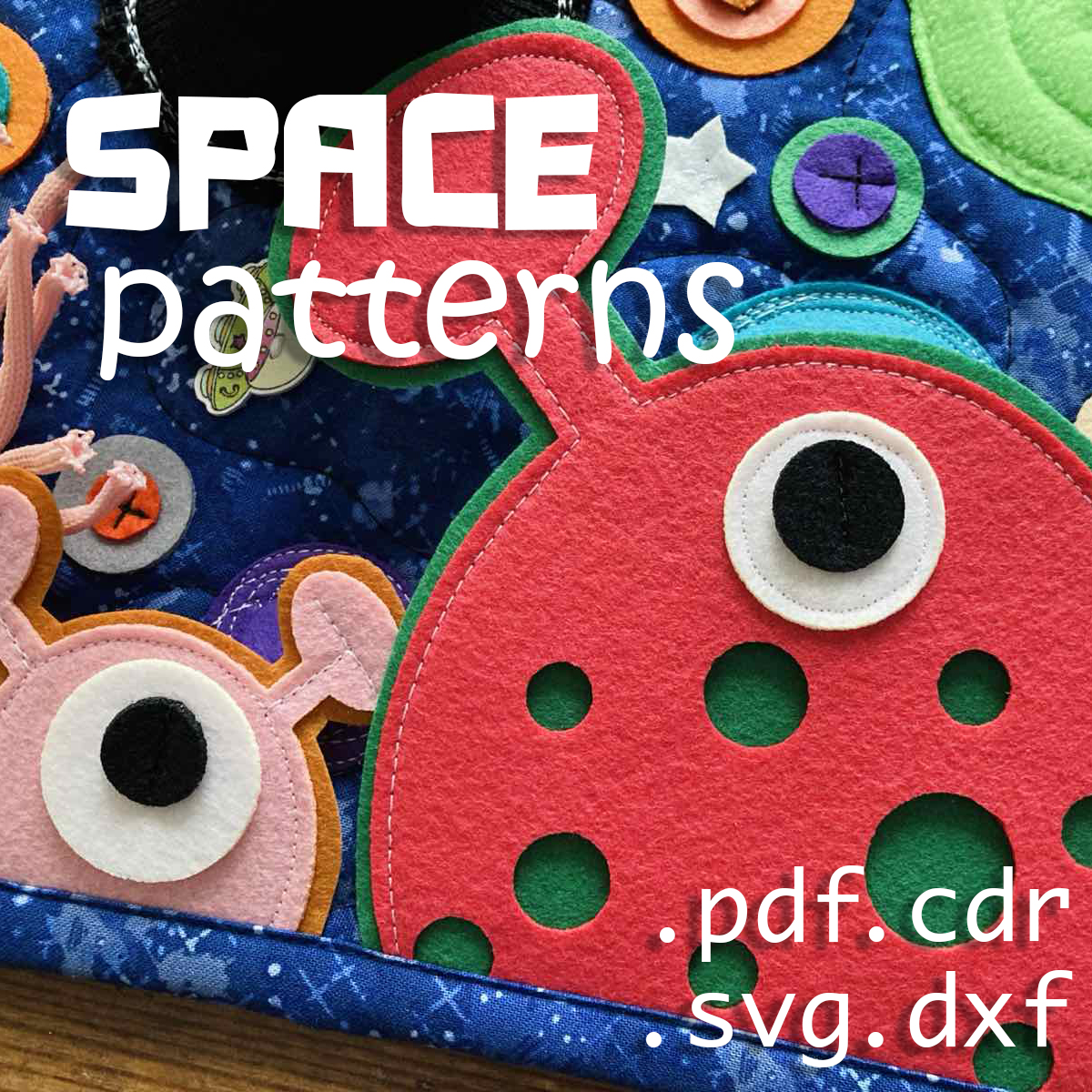 Patterns of felt details for Space baby play mat, Quiet book - Inspire ...