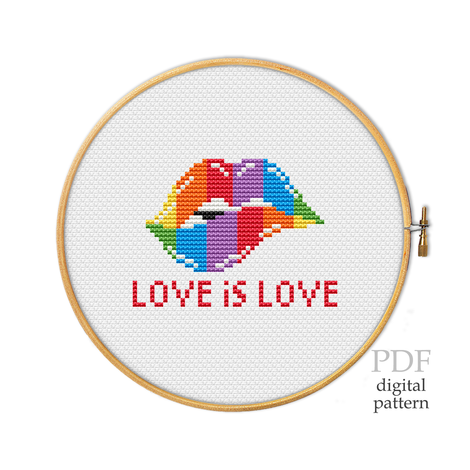 Love is love for cross stitch pattern - Inspire Uplift