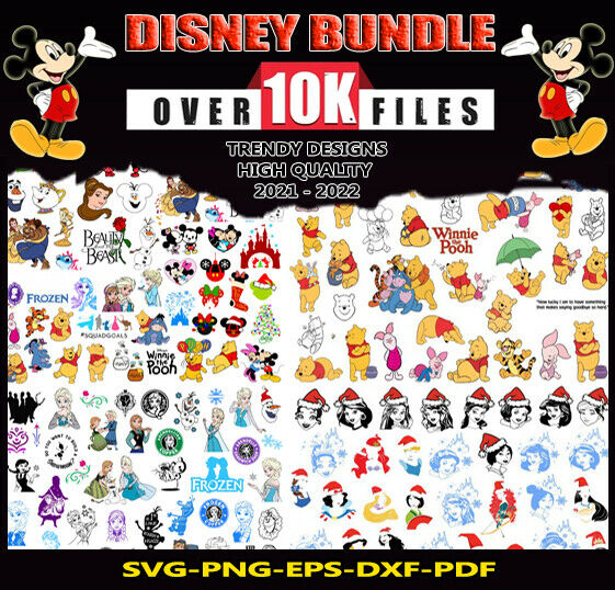 10.000 Disney Bundle SVG, PNG, DXF Files for print and cricu - Inspire ...