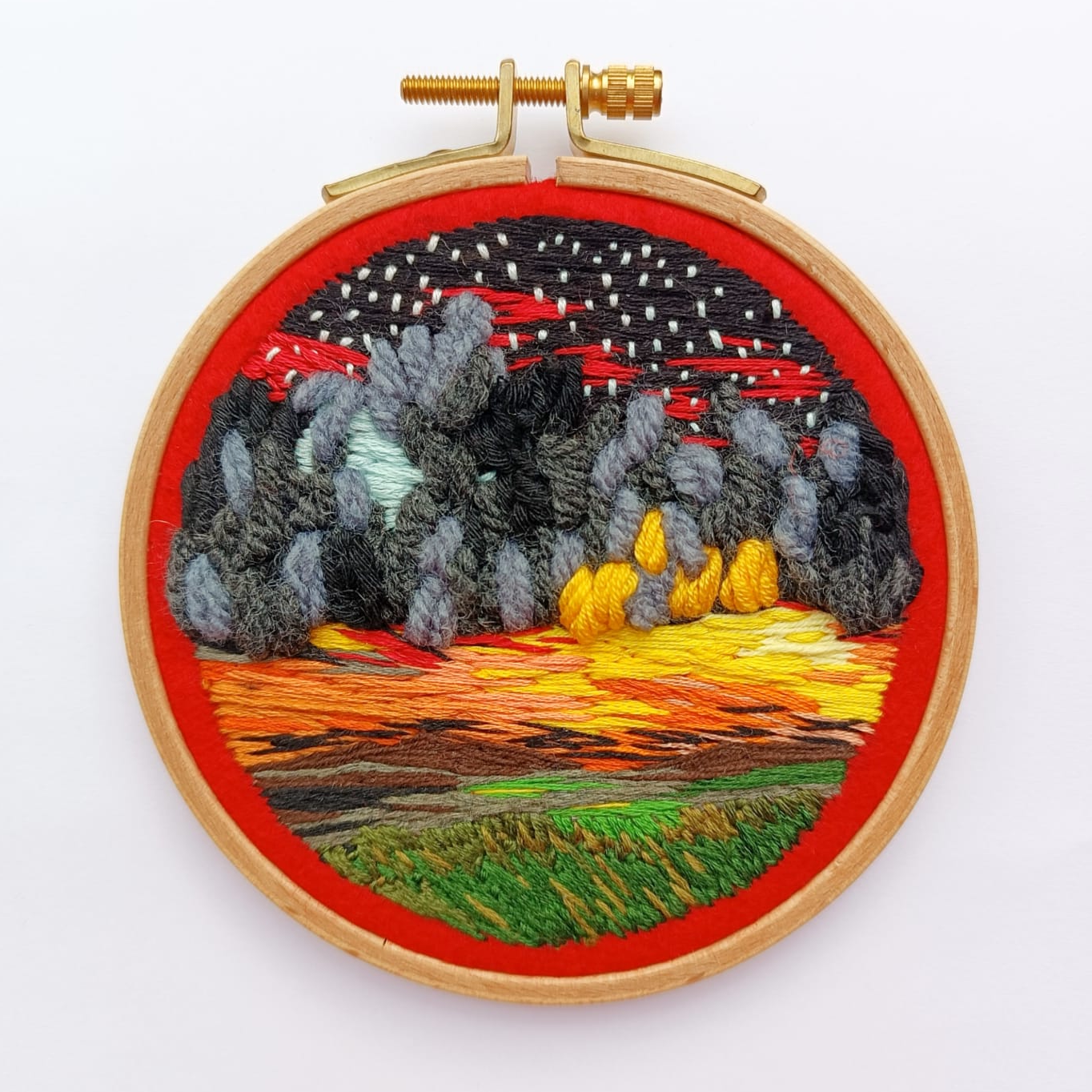 Landscape Sunset View Embroidery Scenery Hoop Art Thread Pai | Inspire ...