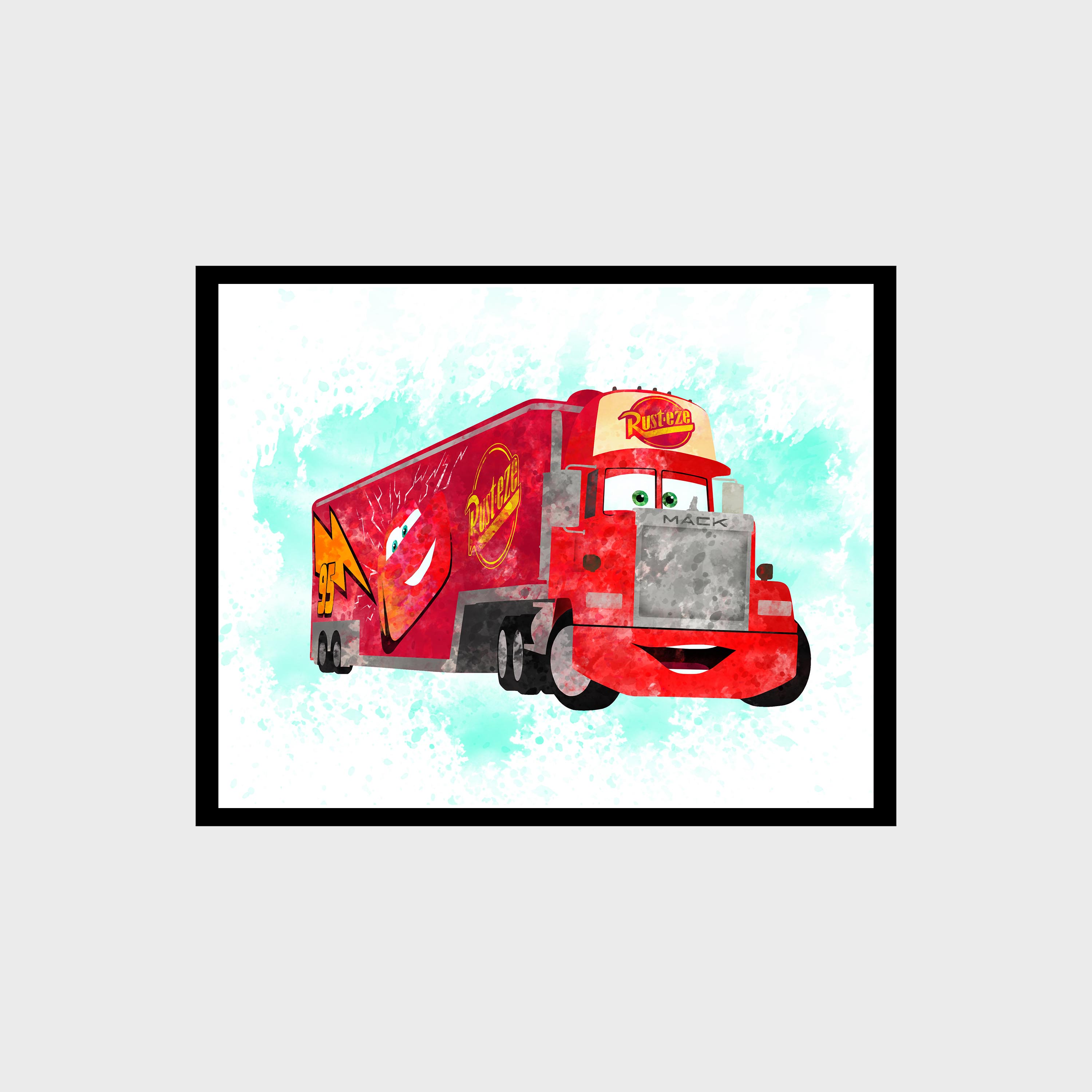 Cars Mack Disney Art Print Digital Files nursery room waterc | Inspire ...