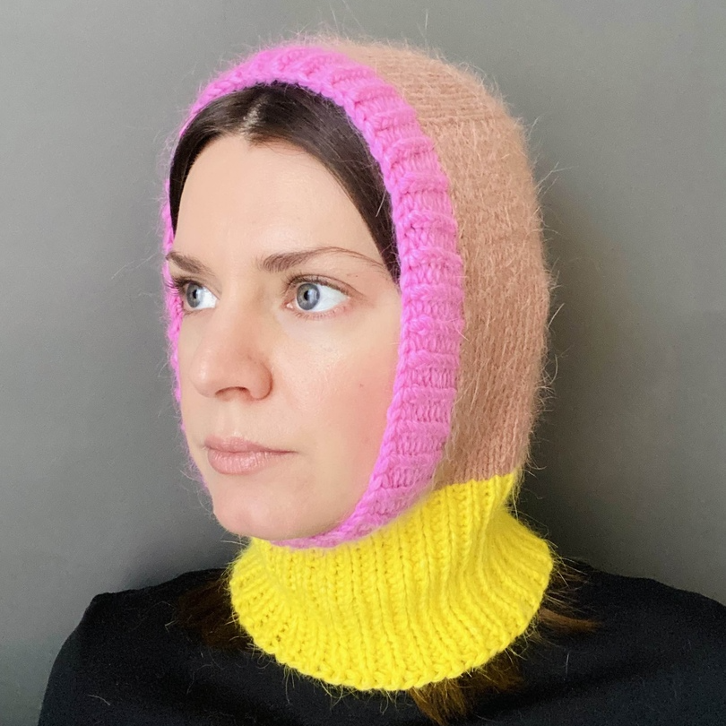 Mink wool knitted balaclava color block | Inspire Uplift