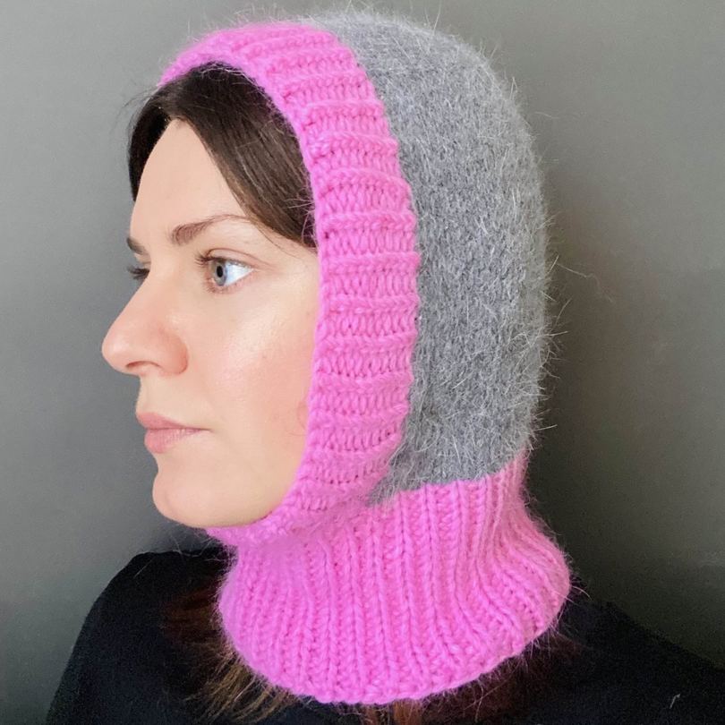Mink wool knitted balaclava color block | Inspire Uplift