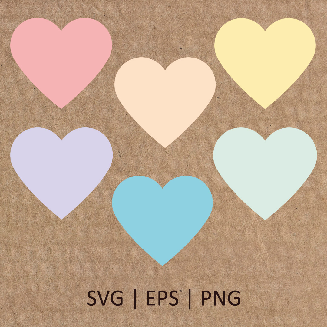 6 Large Pastel Heart SVG Bundle | Valentines Day SVG | Love | Inspire ...