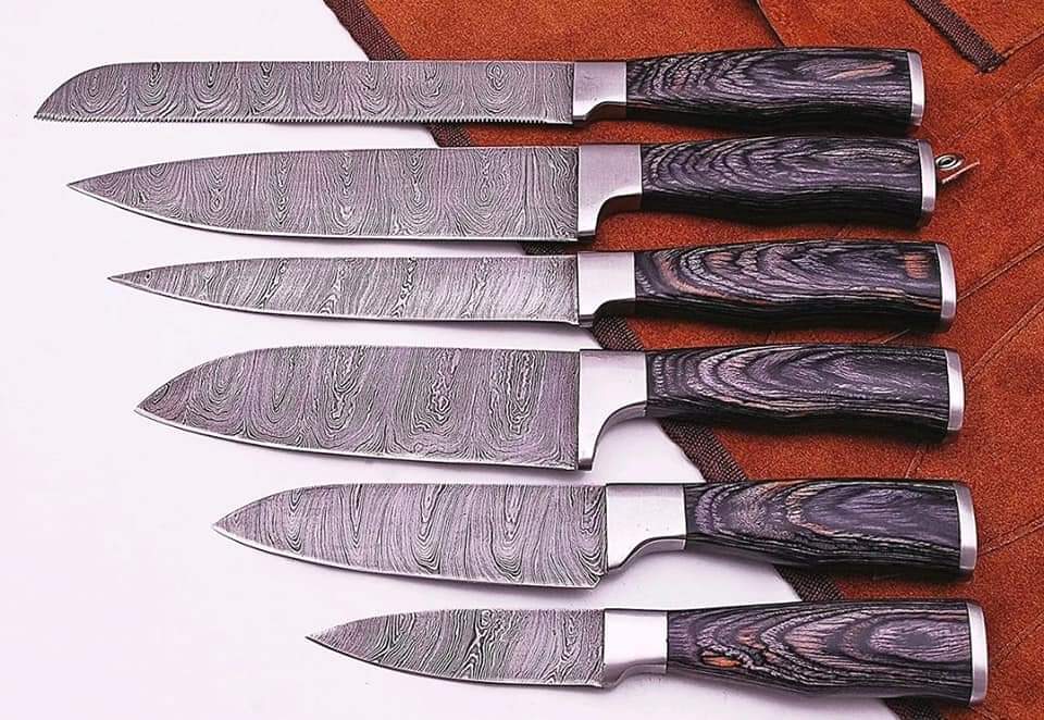 Damascus Chef Set Of 6 Pieces ,Custom Handmade Chef Set , Ha | Inspire ...