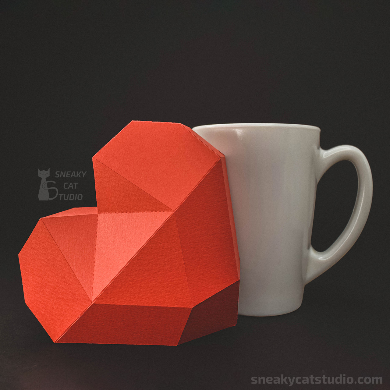 Heart SuperLowPoly - 3D Papercraft template Digital pattern | Inspire ...