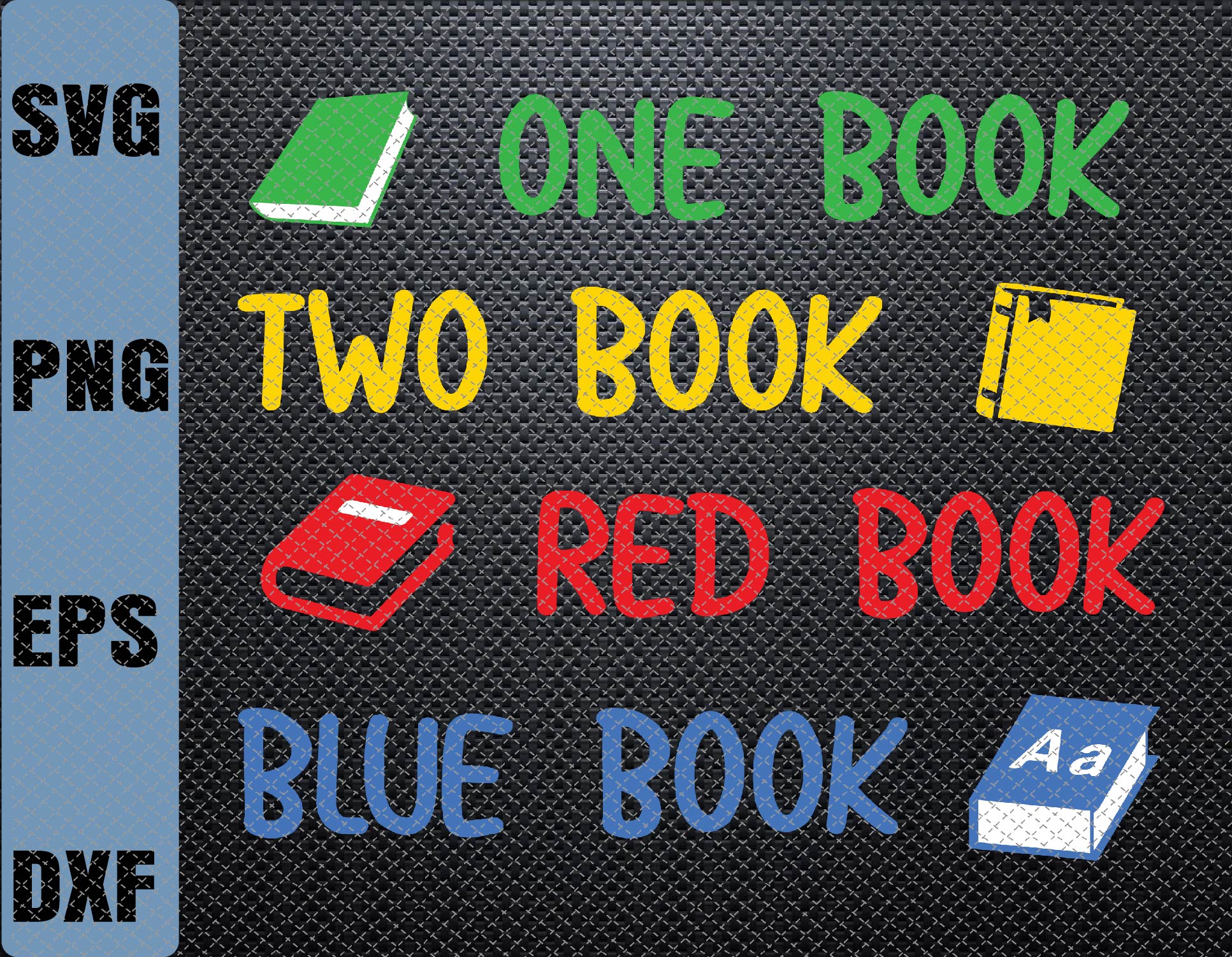 One book, two book, red book, blue book svg, png, dxf, eps, - Inspire ...