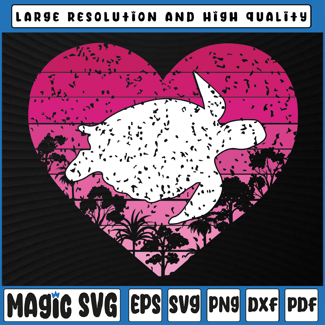 Sea Turtle Svg Png, Lover Retro Vintage Heart Sea Turtle Svg | Inspire ...
