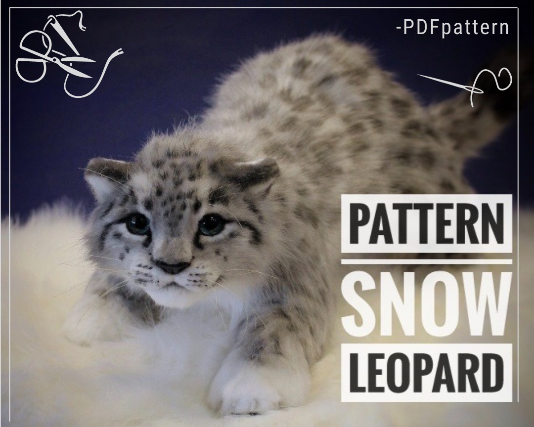 Pattern plush toy realistic snow leopard cub - Inspire Uplift
