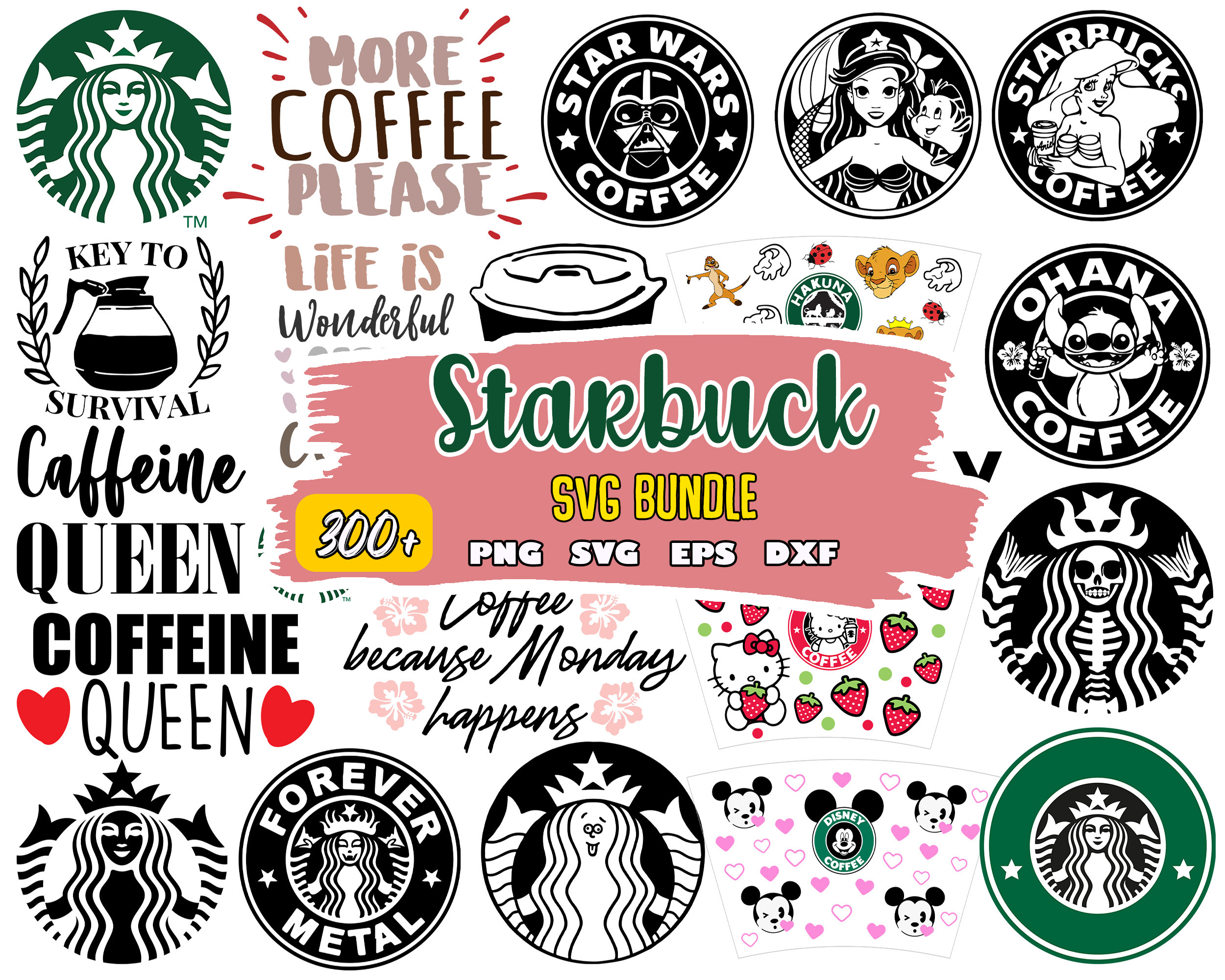 300 Starbucks Wrap SVG Bundle, Starbucks svg, eps, png, dxf | Inspire ...