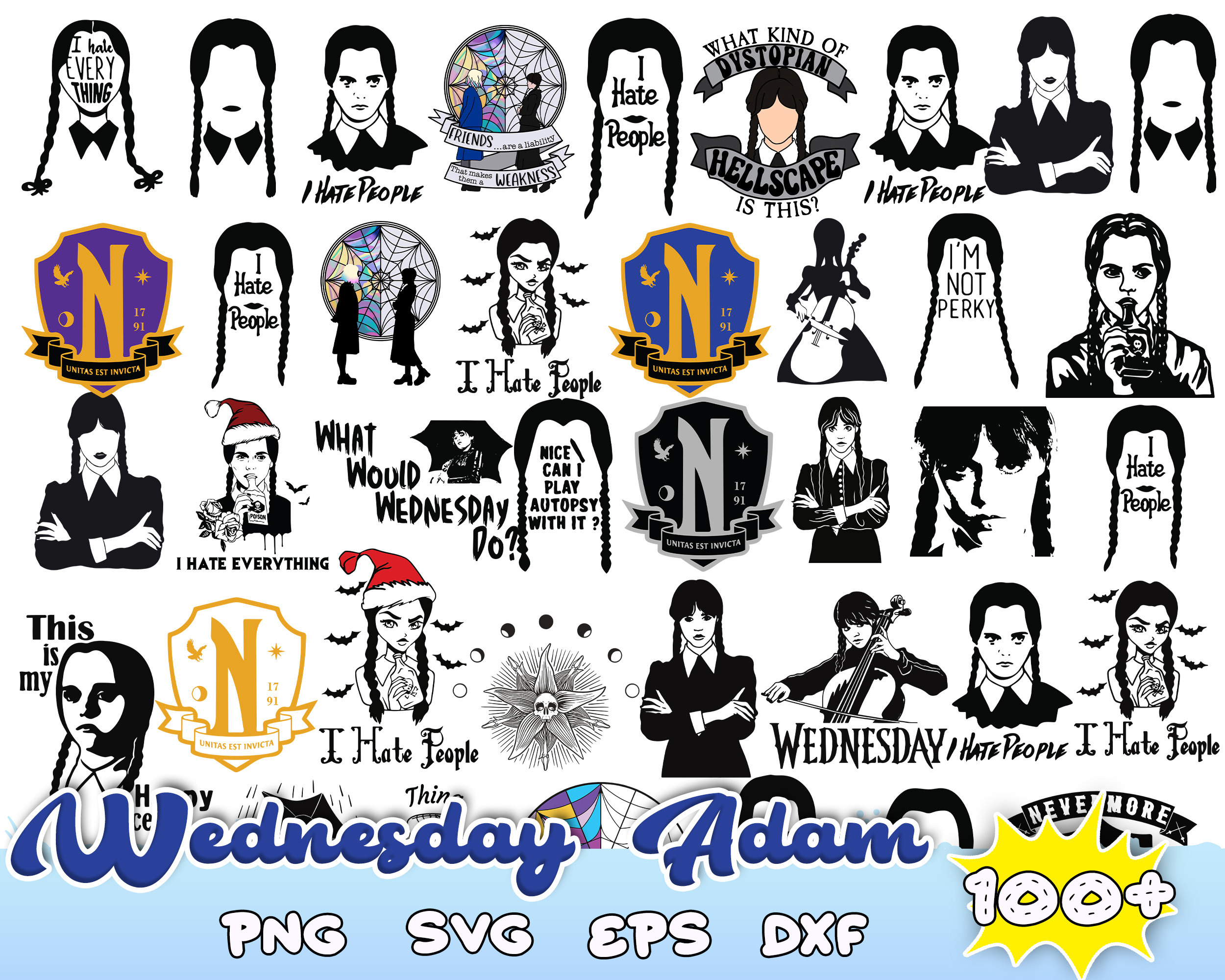 100 Wednesday Addams Svg, Jenna Ortega, Addams Family svg, p | Inspire ...