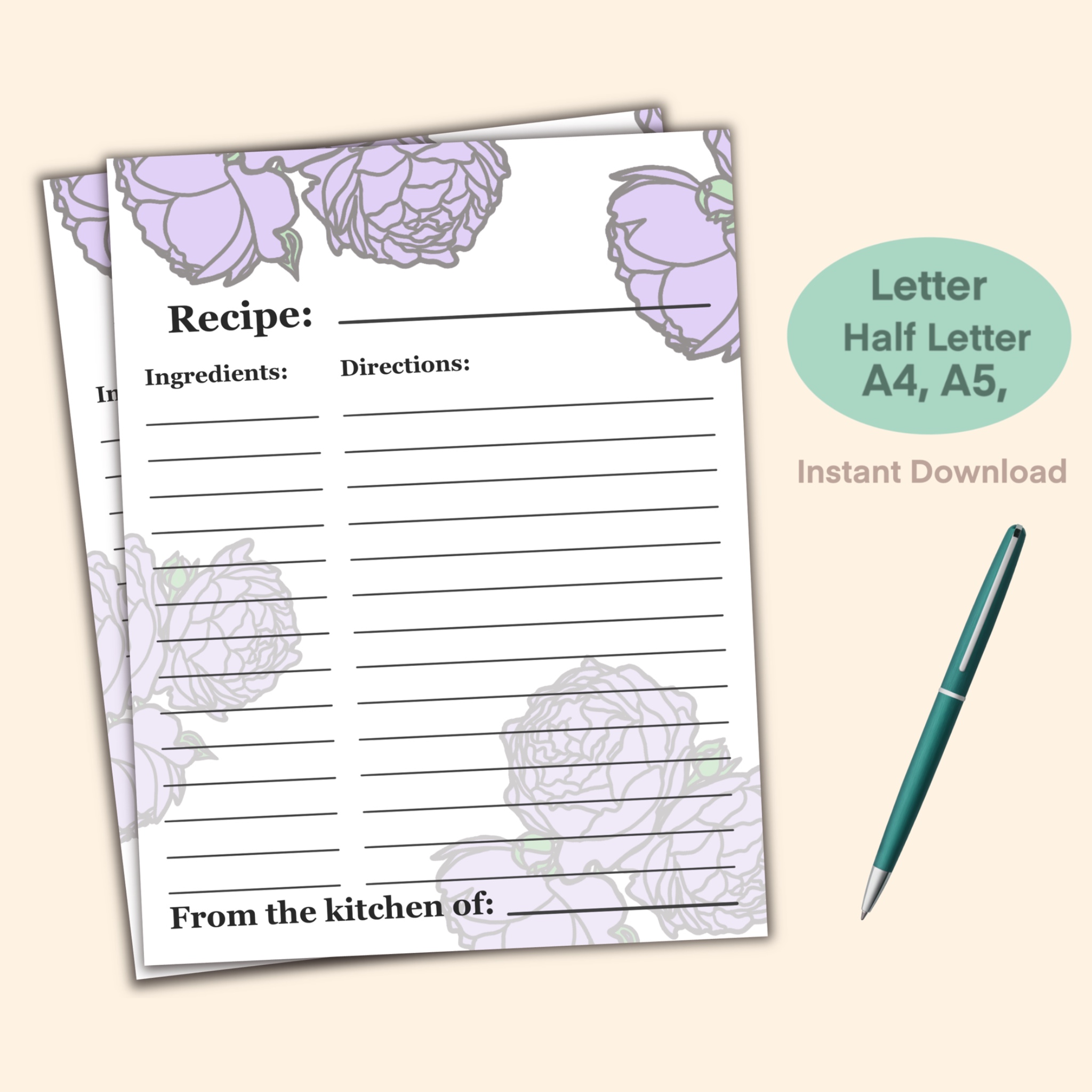 Recipe Template, Recipe Template Printable, Printable Recipe | Inspire ...