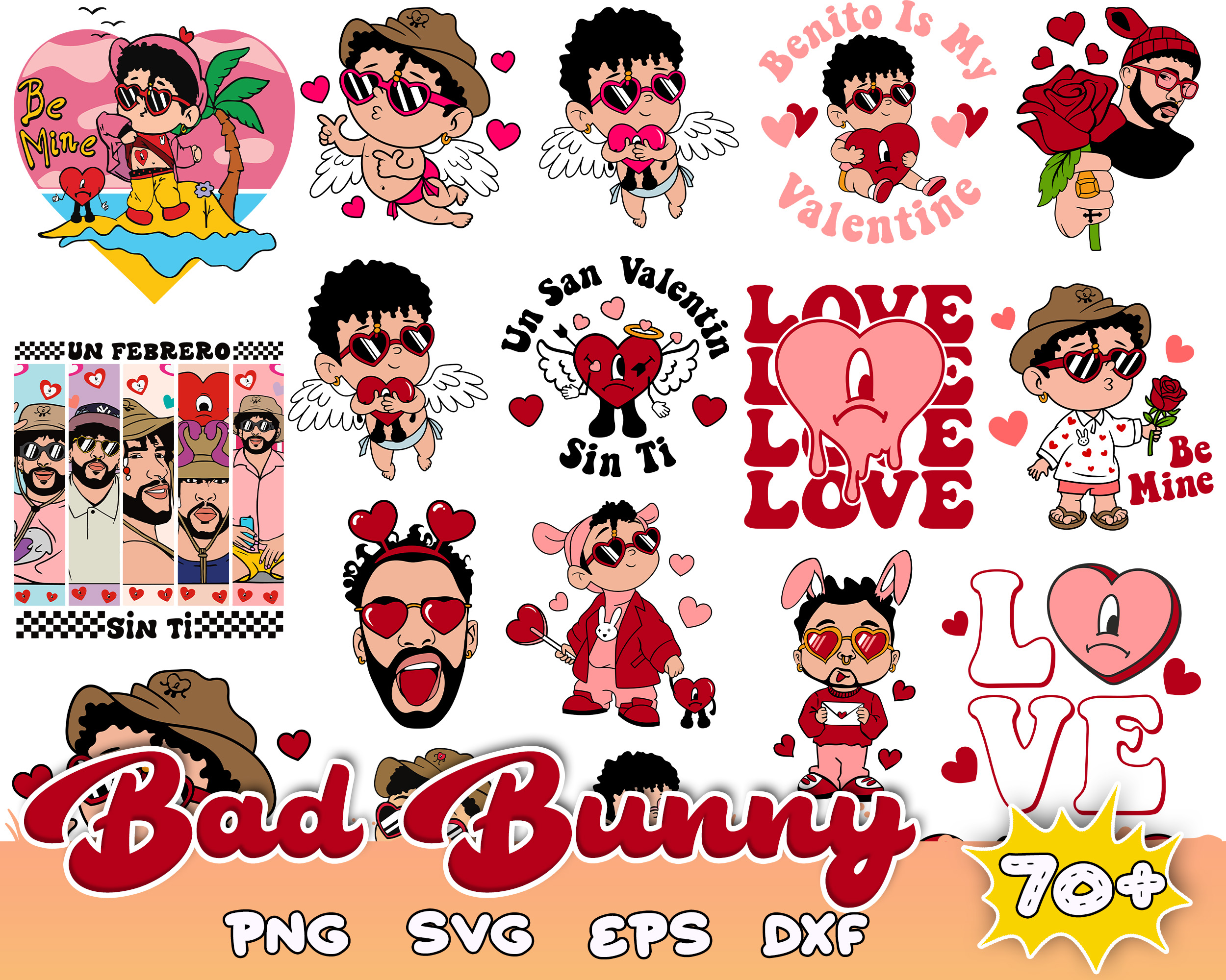 70 Valentine Bad Bunny Svg Png, Valentines Day Svg, Bad Bunn | Inspire ...