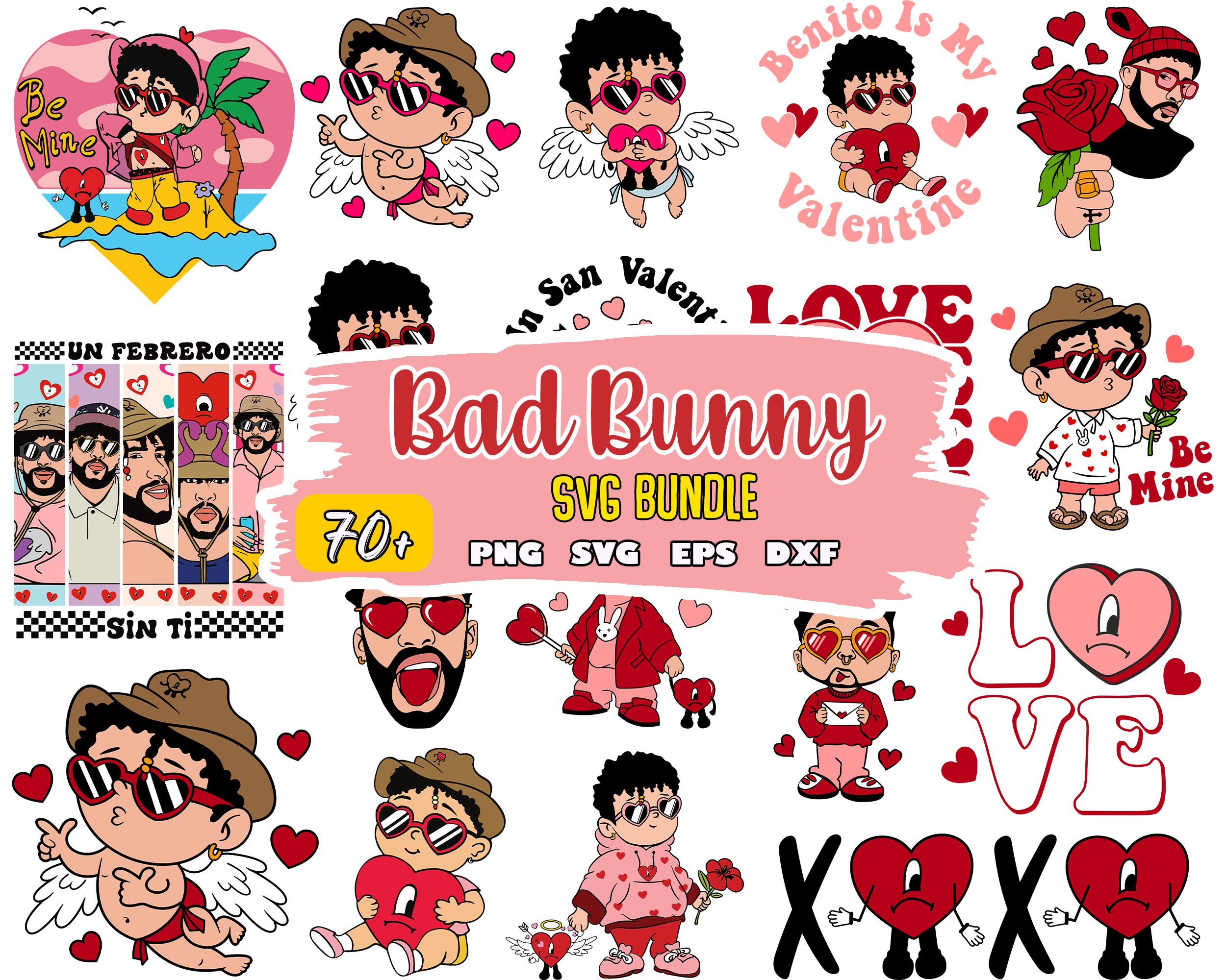 Valentine Bad Bunny Svg, Bad Bunny Valentines Png, Un San Va | Inspire ...