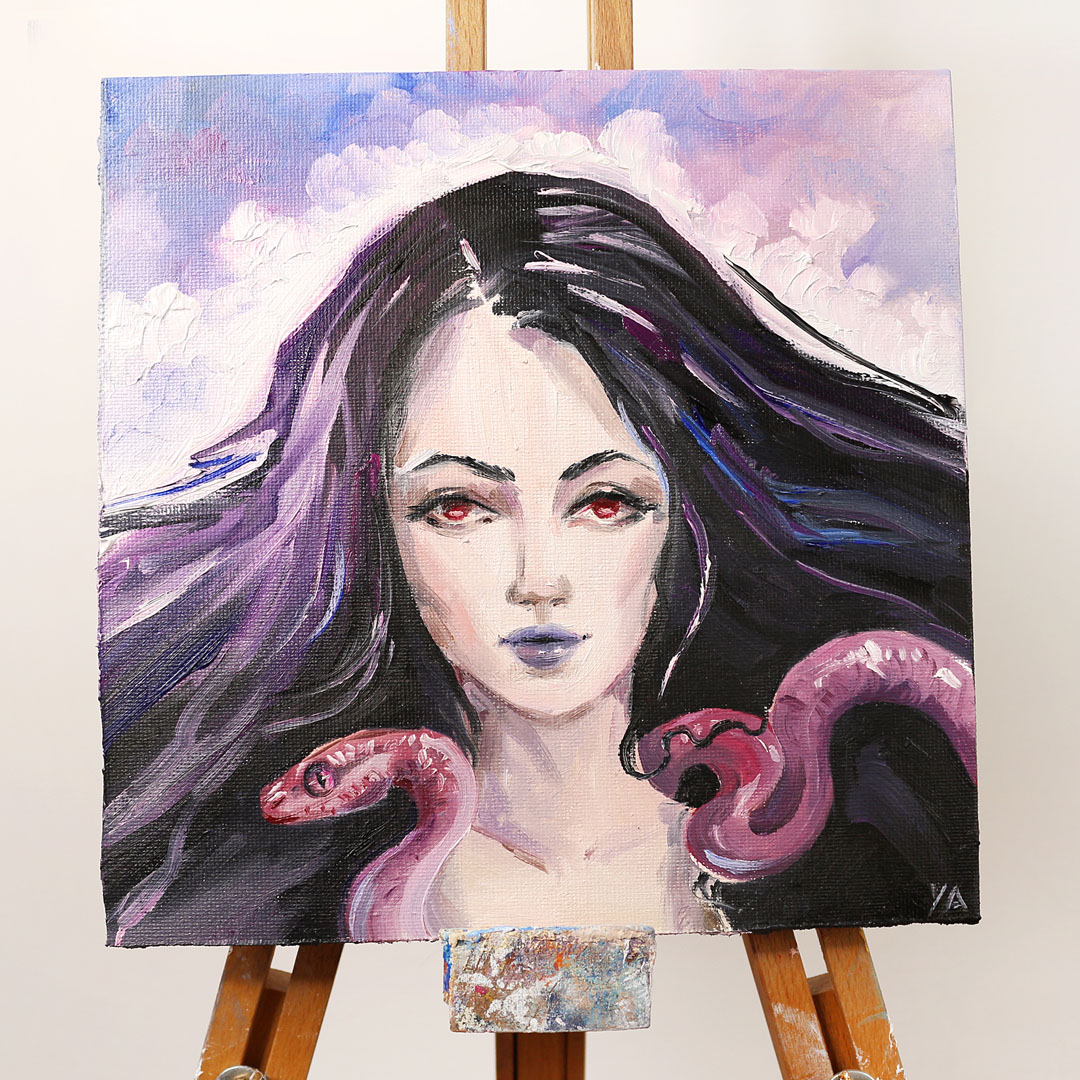 Nyx Goddess Painting Fantasy Dark Goddess Art Night Goddess - Inspire ...