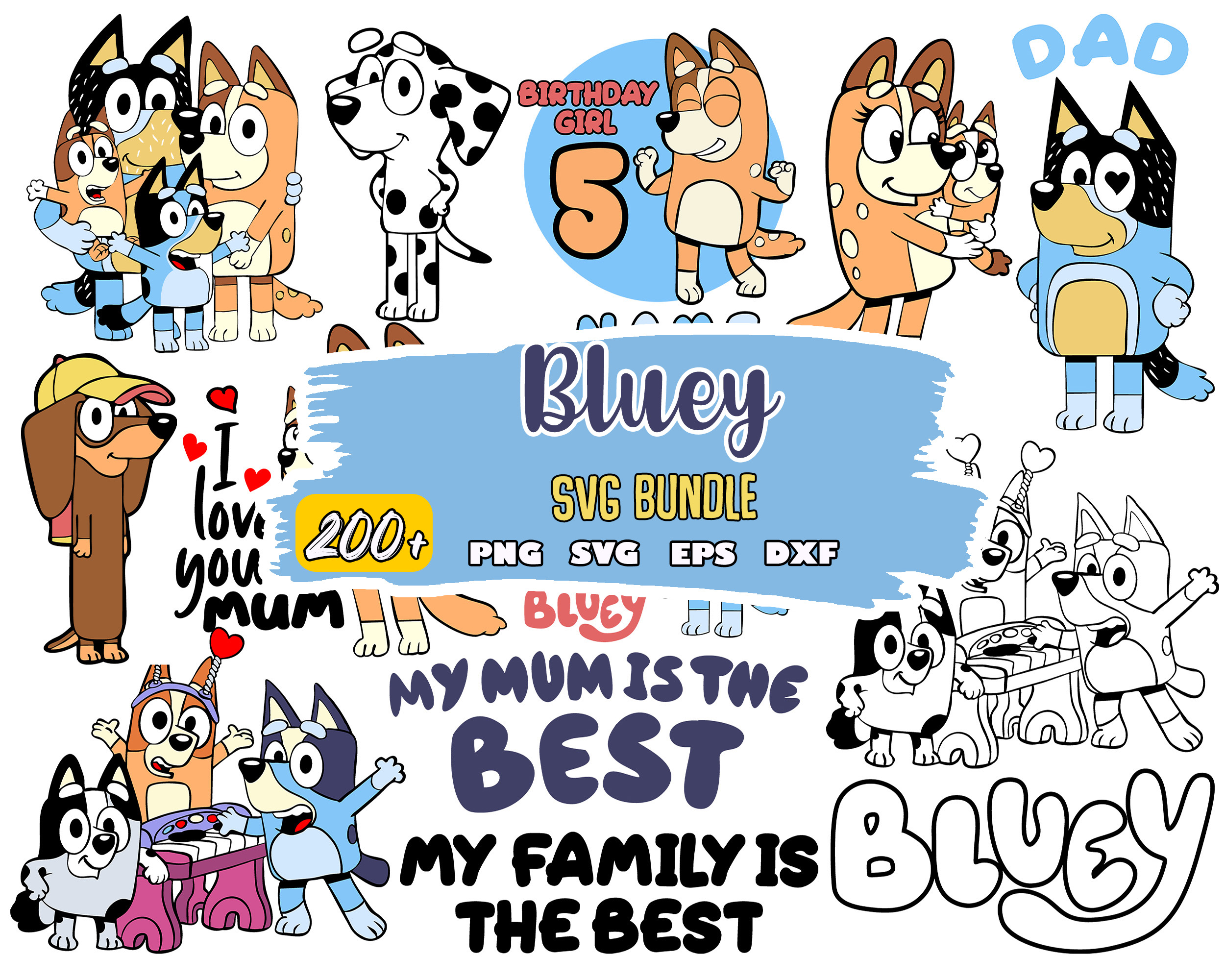 Bluey SVG Bundle, Bluey Cut Files for Cricut, Bluey the Dog - Inspire ...