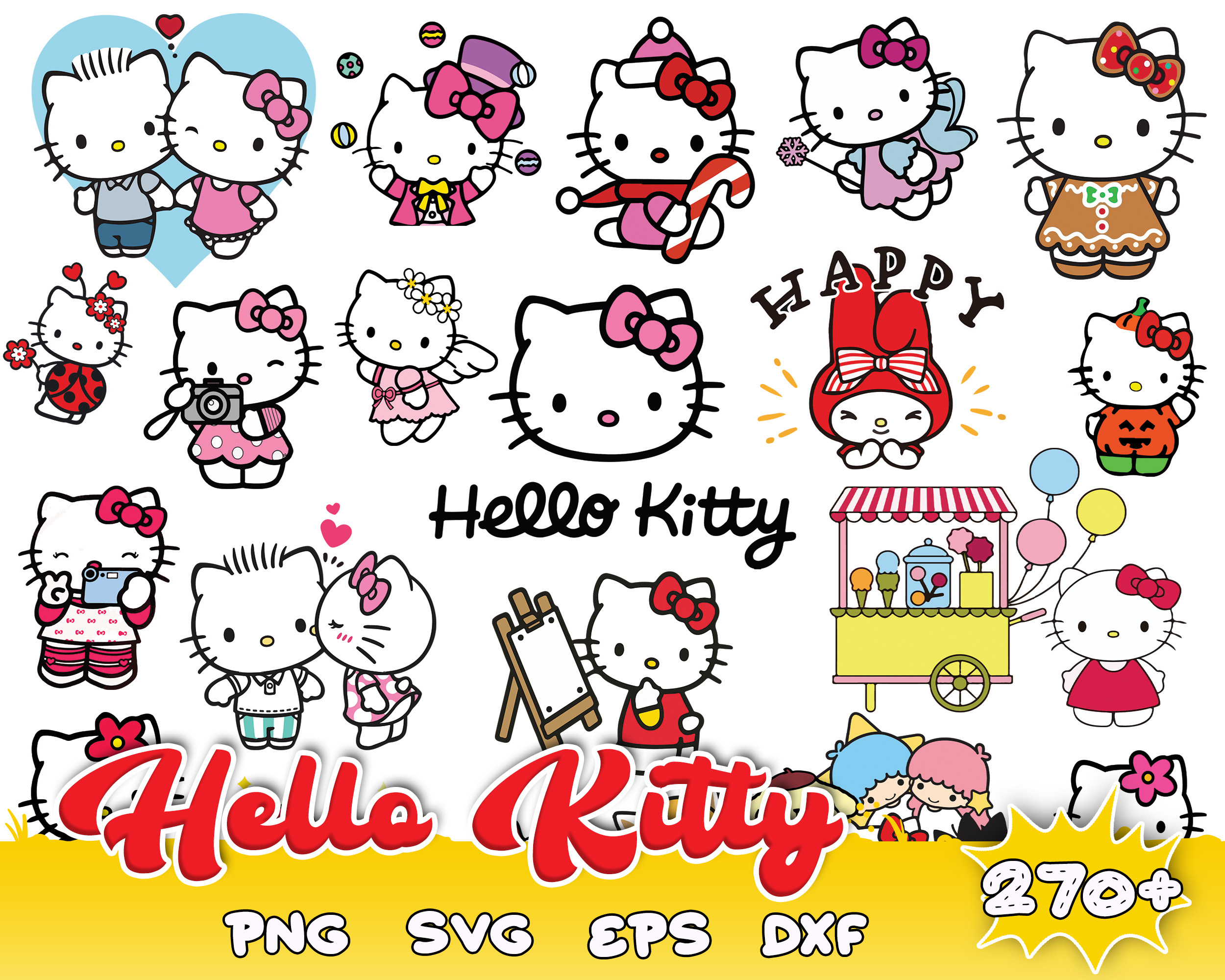 270 Hello Kitty Svg, Kawaii Kitty Svg Bundle, Cute Cat Svg, | Inspire ...
