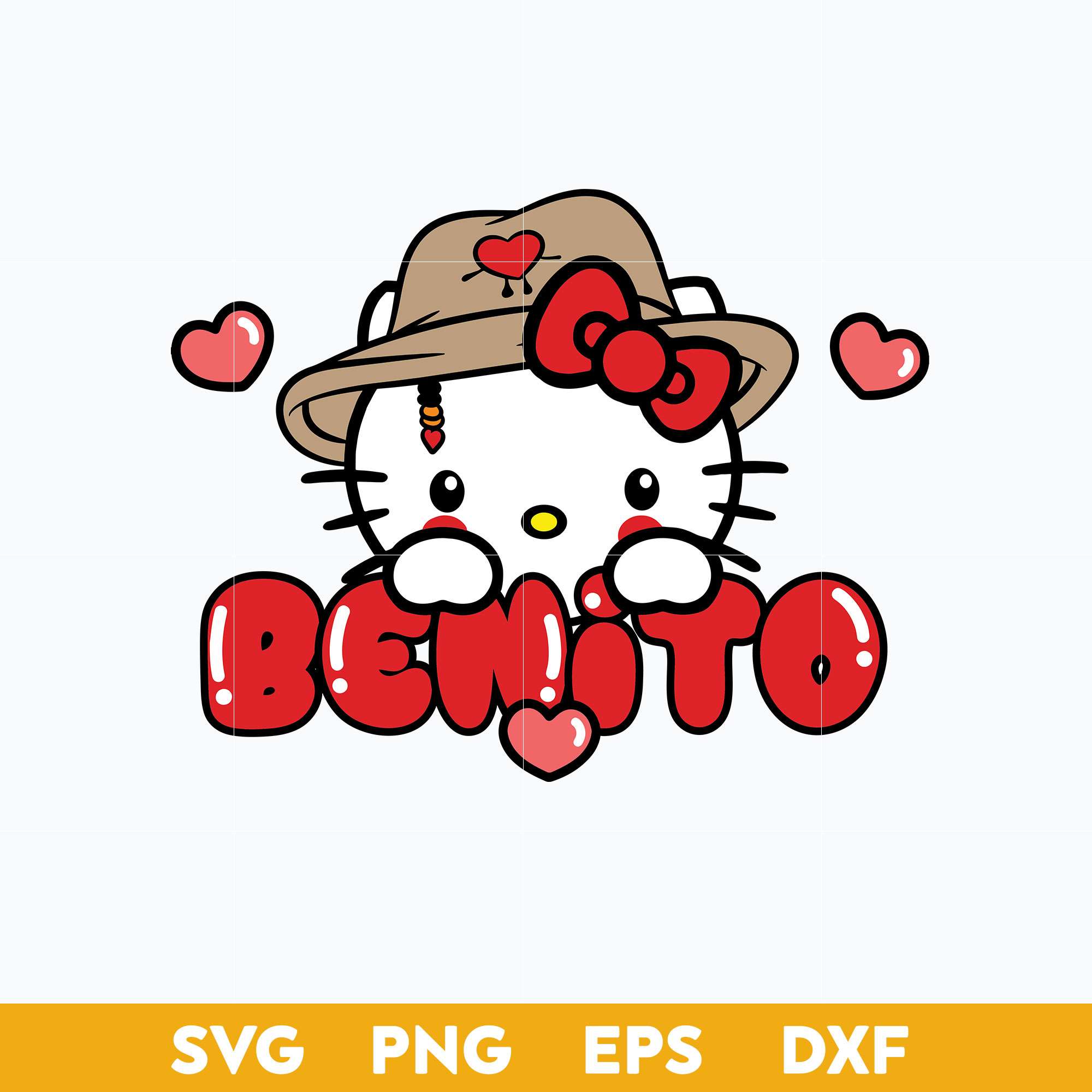Benito Kawaii Kitty Svg, Hello kiity Svg, Cartoon Valentine | Inspire ...