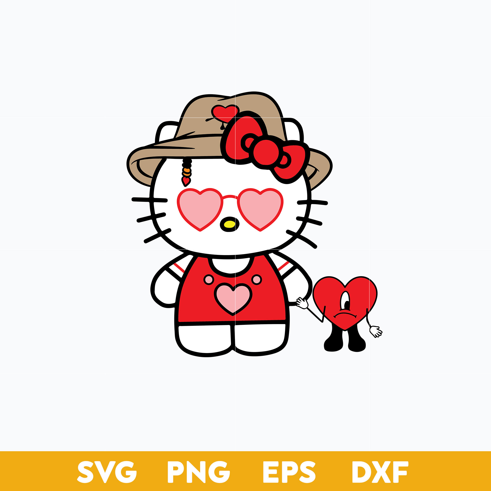 Kawaii Kitty Benito Sad Heart Svg, Cartoon Valentine Day Svg | Inspire ...