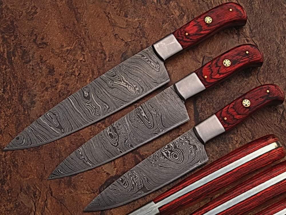Damascus Chef Set Of 7 Pieces ,Custom Handmade Chef Set , Ha | Inspire ...