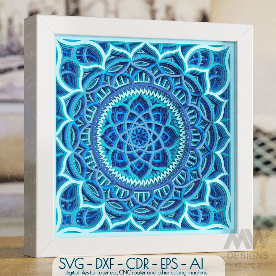 Layered Mandala Template, Shadow Box Mandala SVG DXF - M128 | Inspire ...