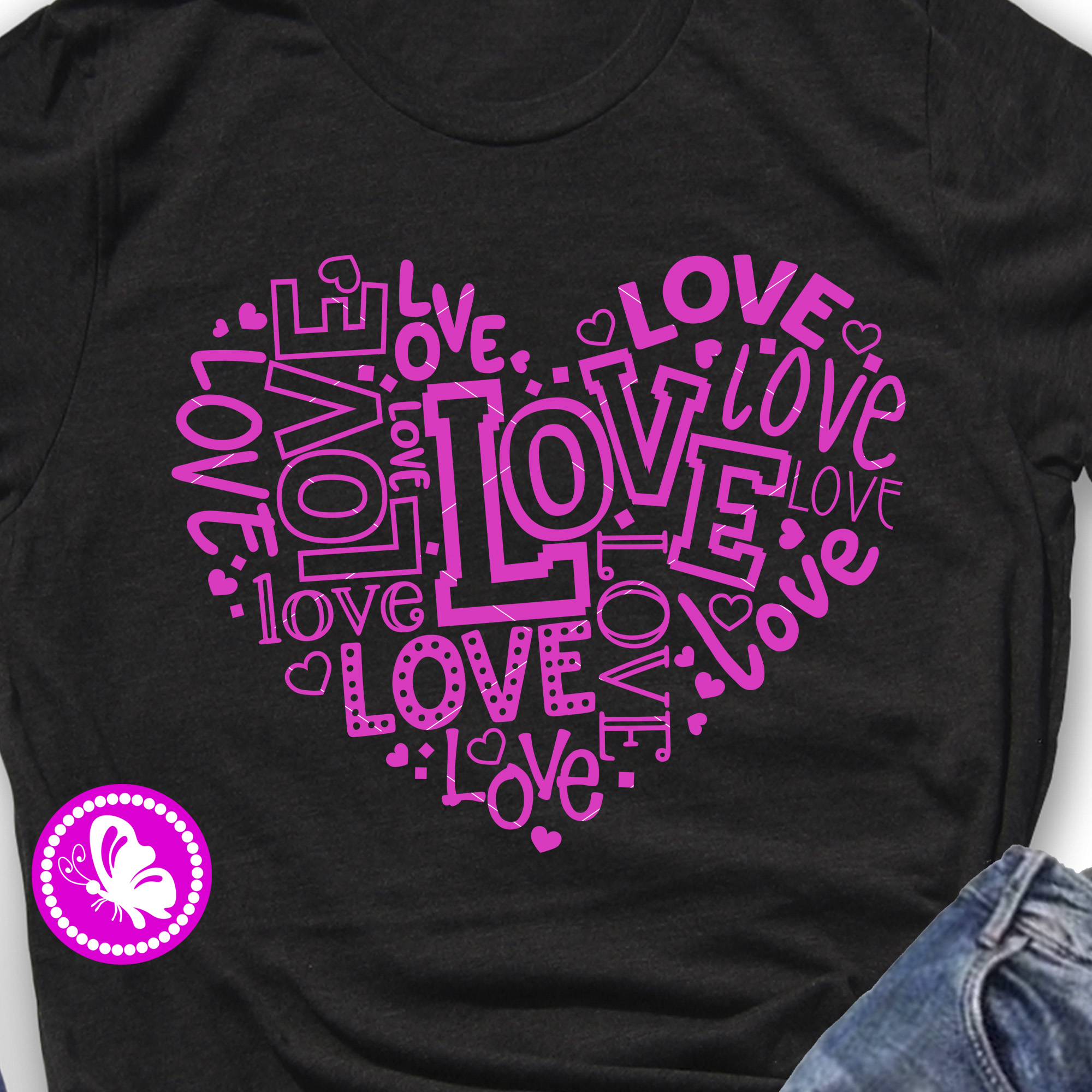 Pink Heart clip art svg png pdf Love Different fonts letteri | Inspire ...