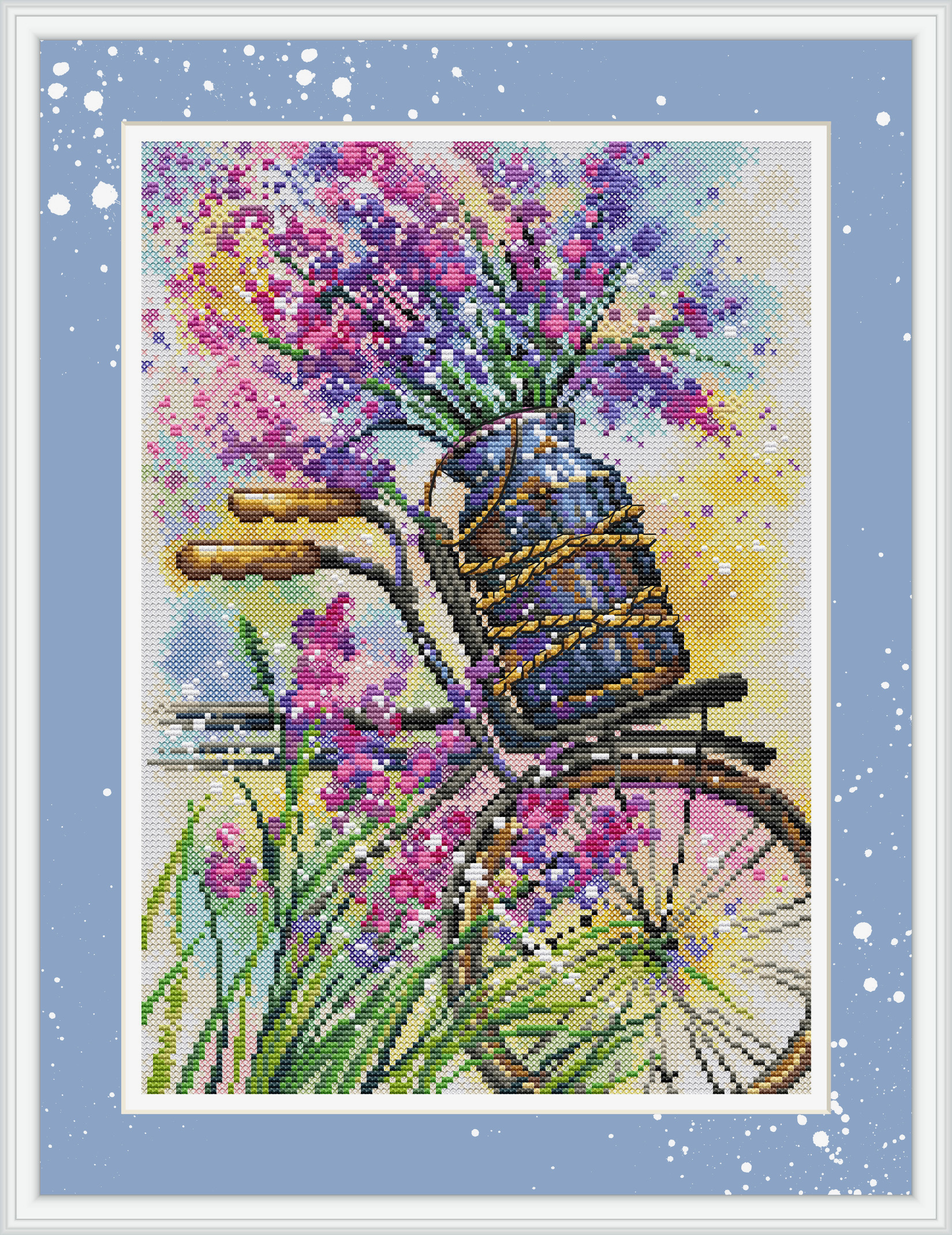 Bicycle Cross Stitch Pattern Lavender Cross Stitch Pattern F | Inspire ...