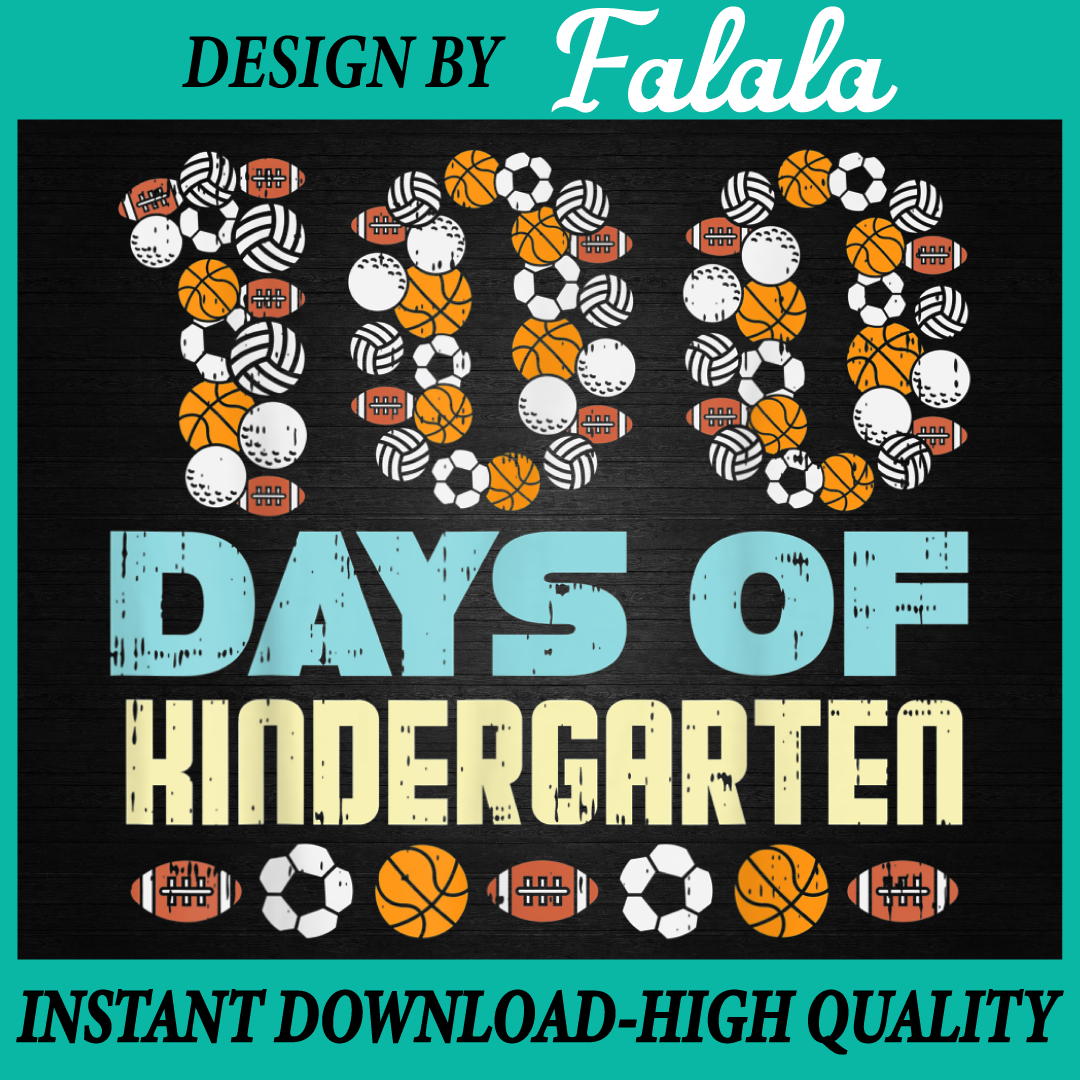 100 Days Of Kindergarten Balls PNG, 100th Day School Sports | Inspire ...