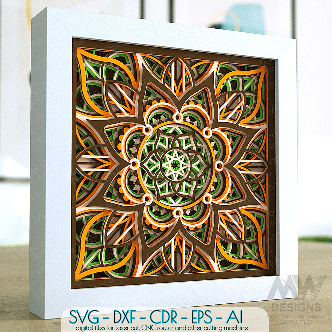 Layered Mandala SVG, 3D Mandala cut files - M258 | Inspire Uplift