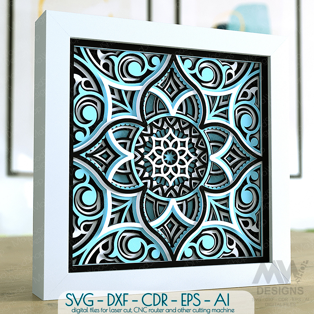 3D Mandala SVG file, Layered Mandala SVG DXF - M260 | Inspire Uplift