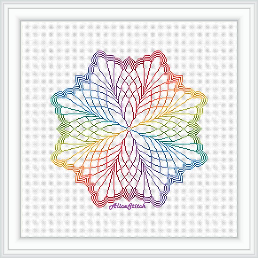 Cross stitch pattern Mandala Cobweb ornament rainbow gossame - Inspire ...