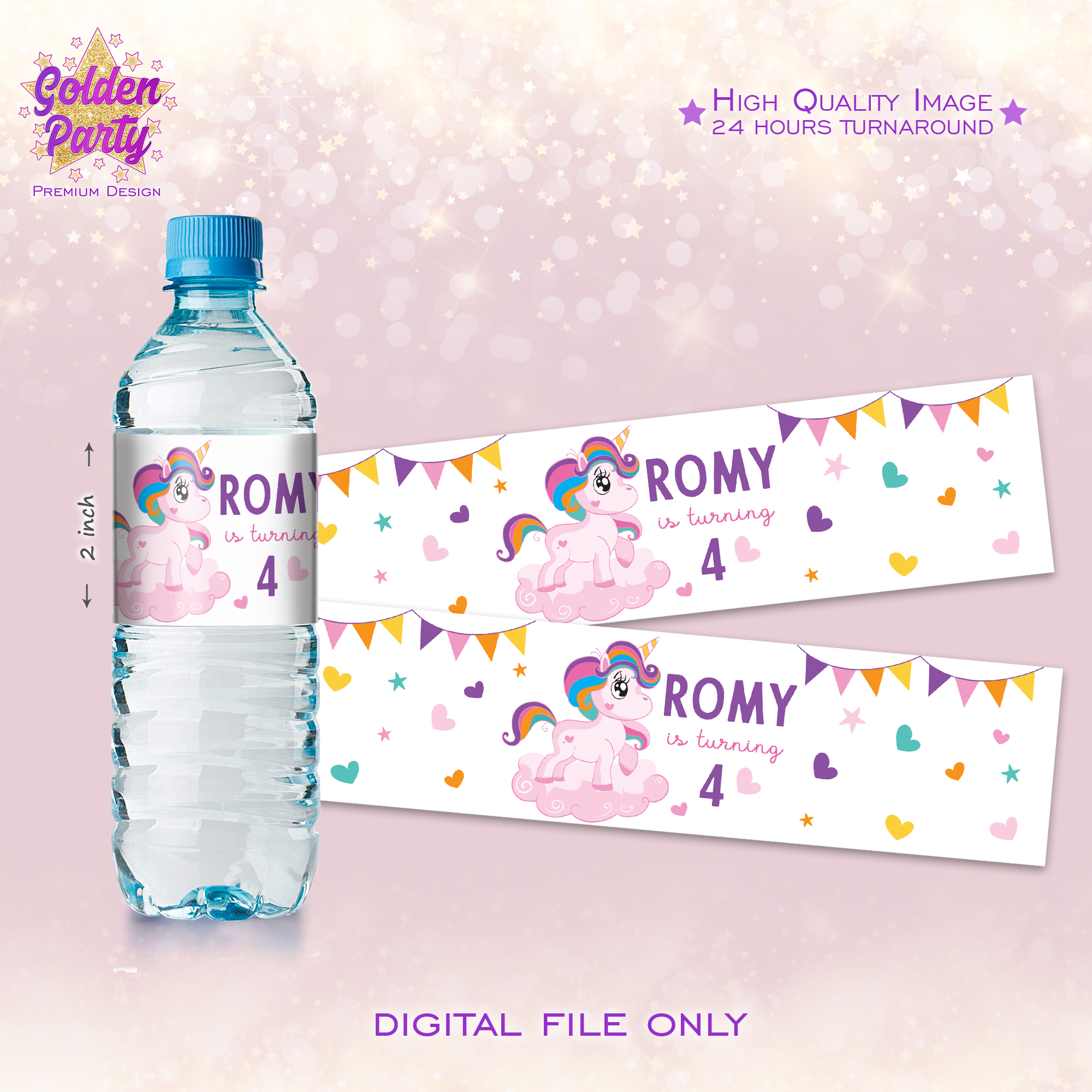 Unicorn bottle Label, Unicorn sticker, Unicorn birthday, Uni - Inspire ...