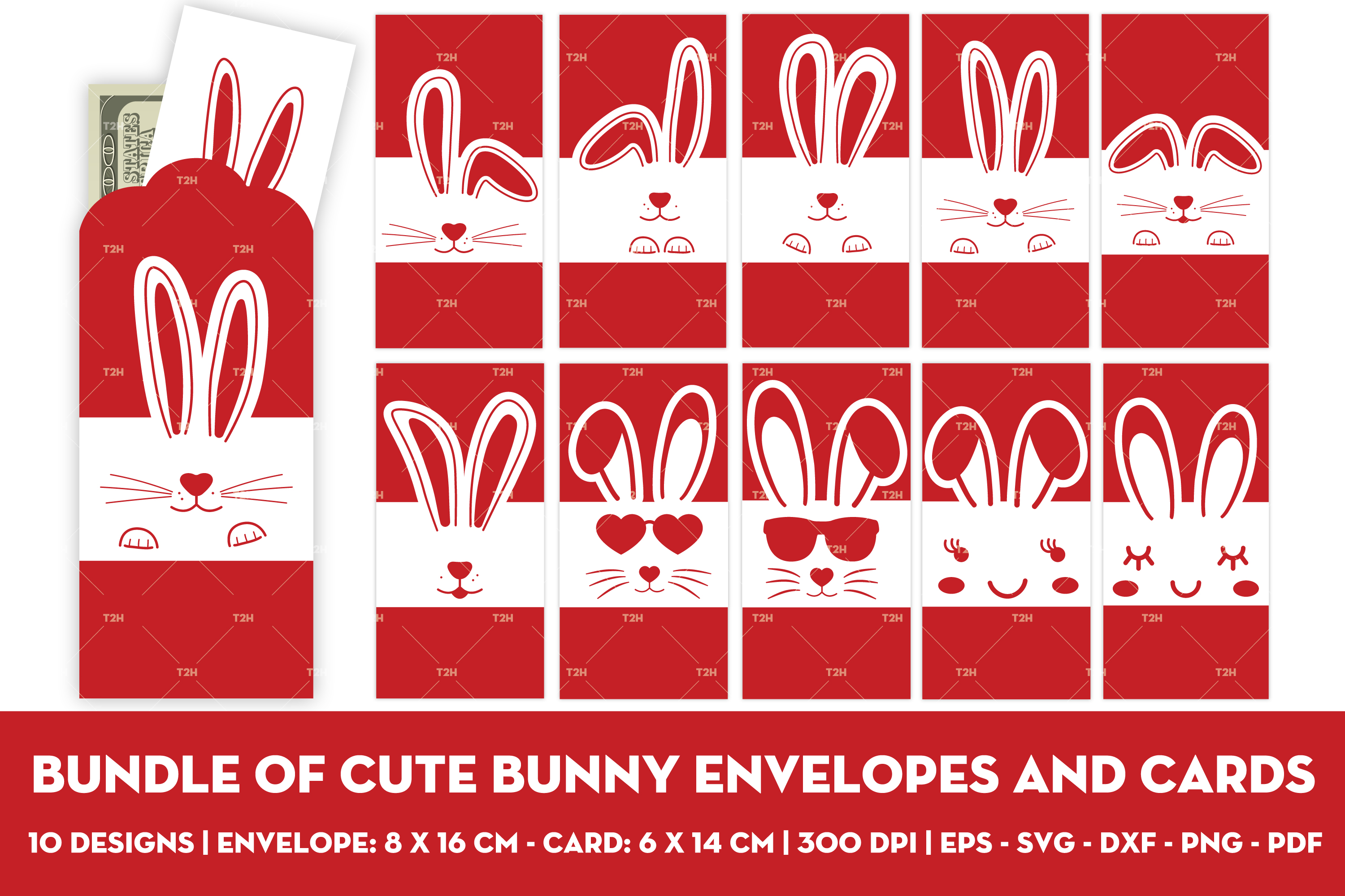 Bundle of cute bunny envelopes and cards | Inspire Uplift