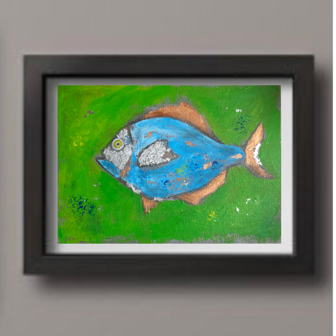 Fish still life original acrylic painting modern art kitchen - Inspire ...