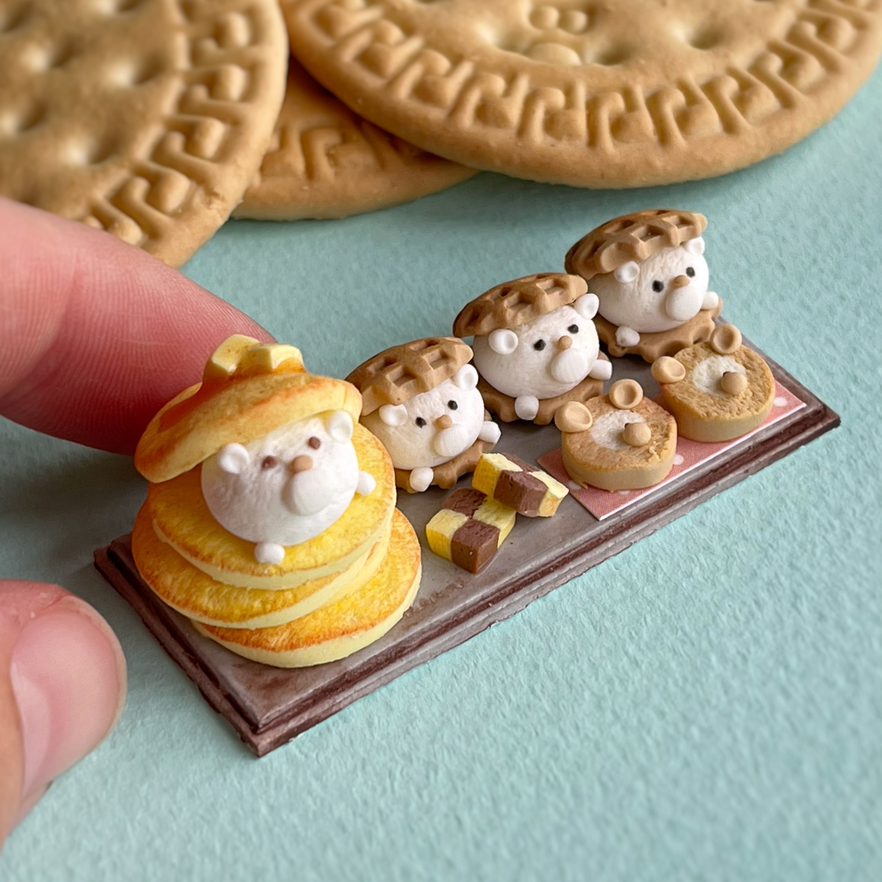 Doll miniature set of sweet pastries on a tray for playing w | Inspire Uplift