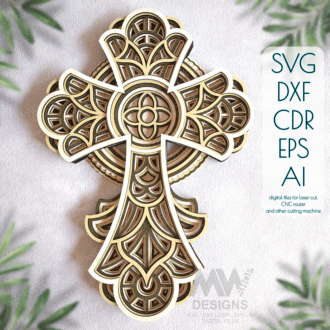 Layered Cross SVG, 3d svg Cross, Cricut Cross svg files, Las | Inspire ...